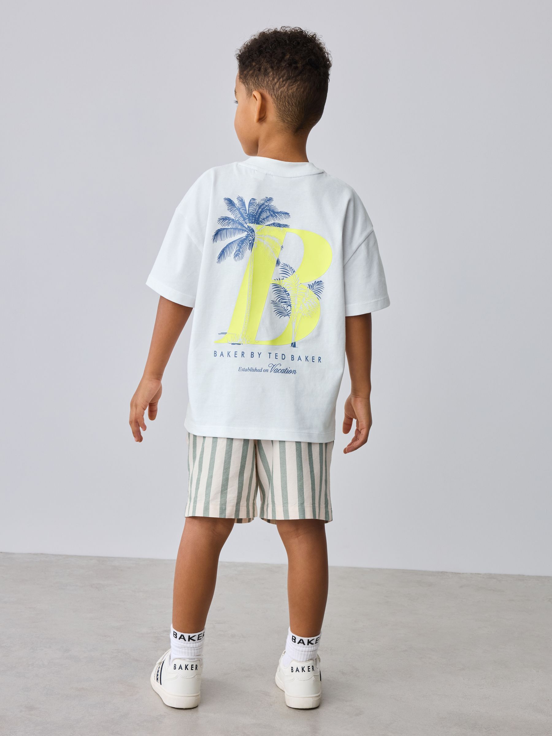 Buy Baker by Ted Baker Graphic White T-Shirt and Stripe Shorts Set from ...