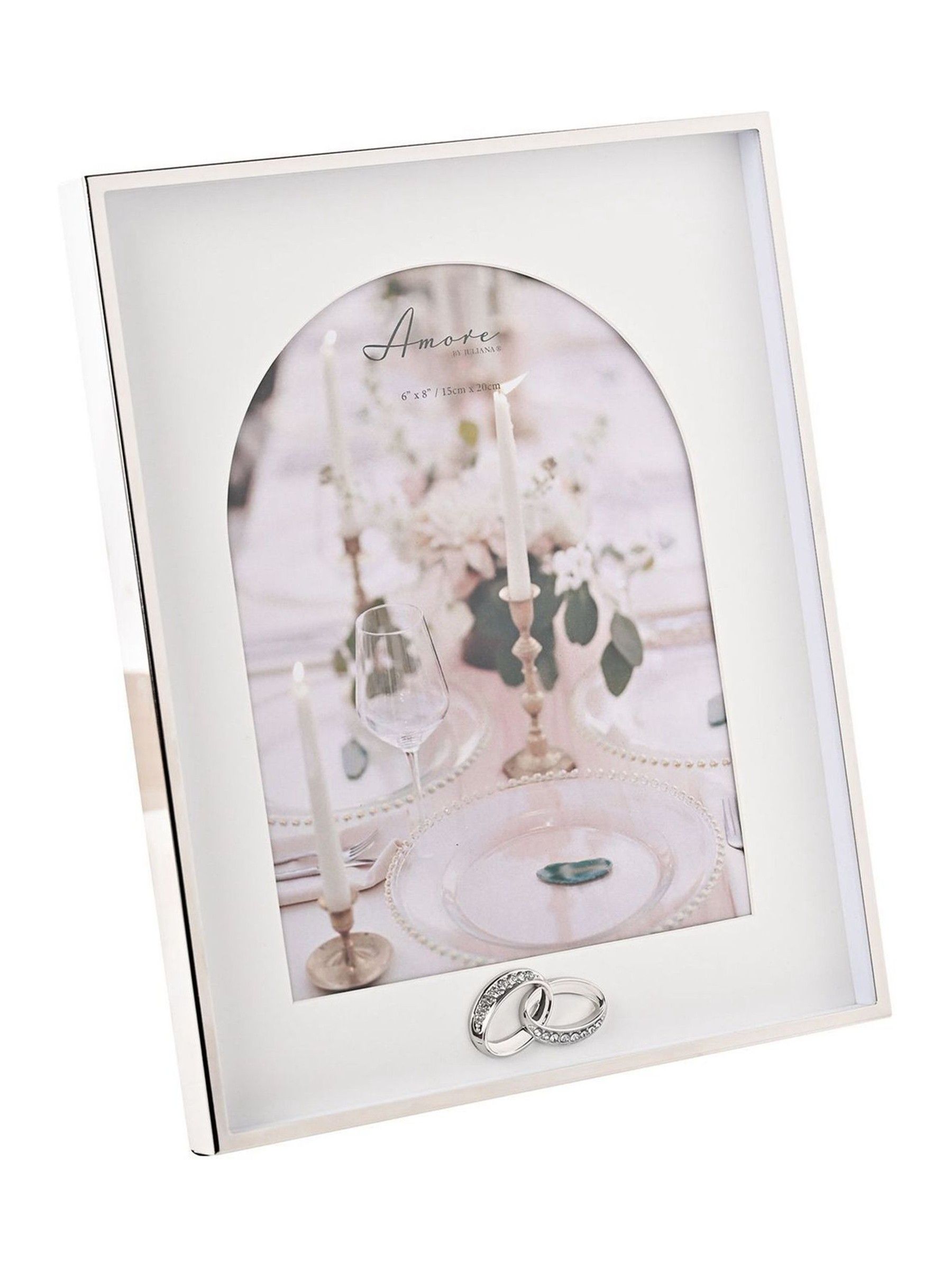 Buy Widdop Silver Amore Box Arch Photo Frame with Rings 6" x 8 from the ...