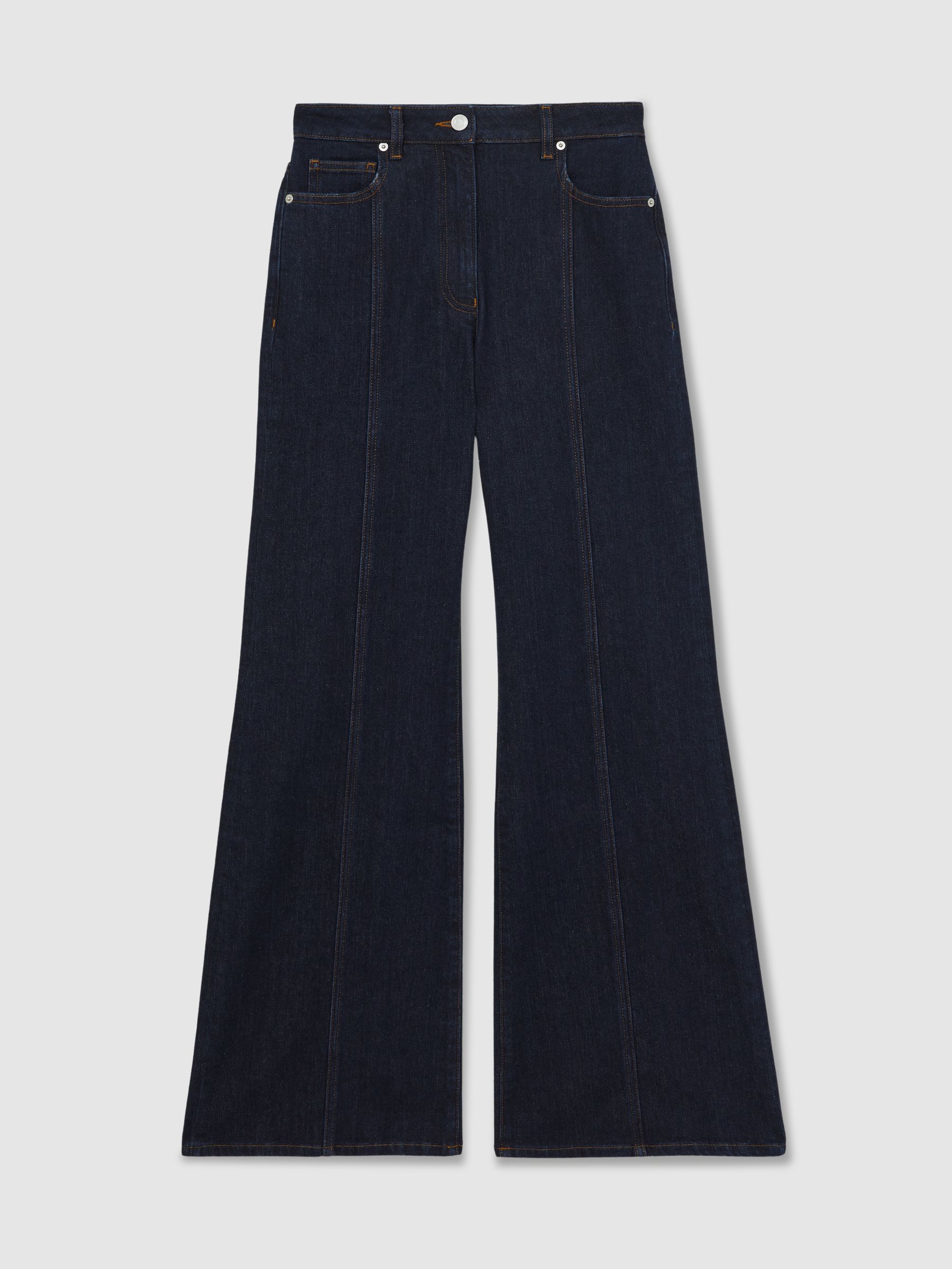 Buy Reiss Indigo June Petite Flared Seam-Detail Jeans from the Next UK ...