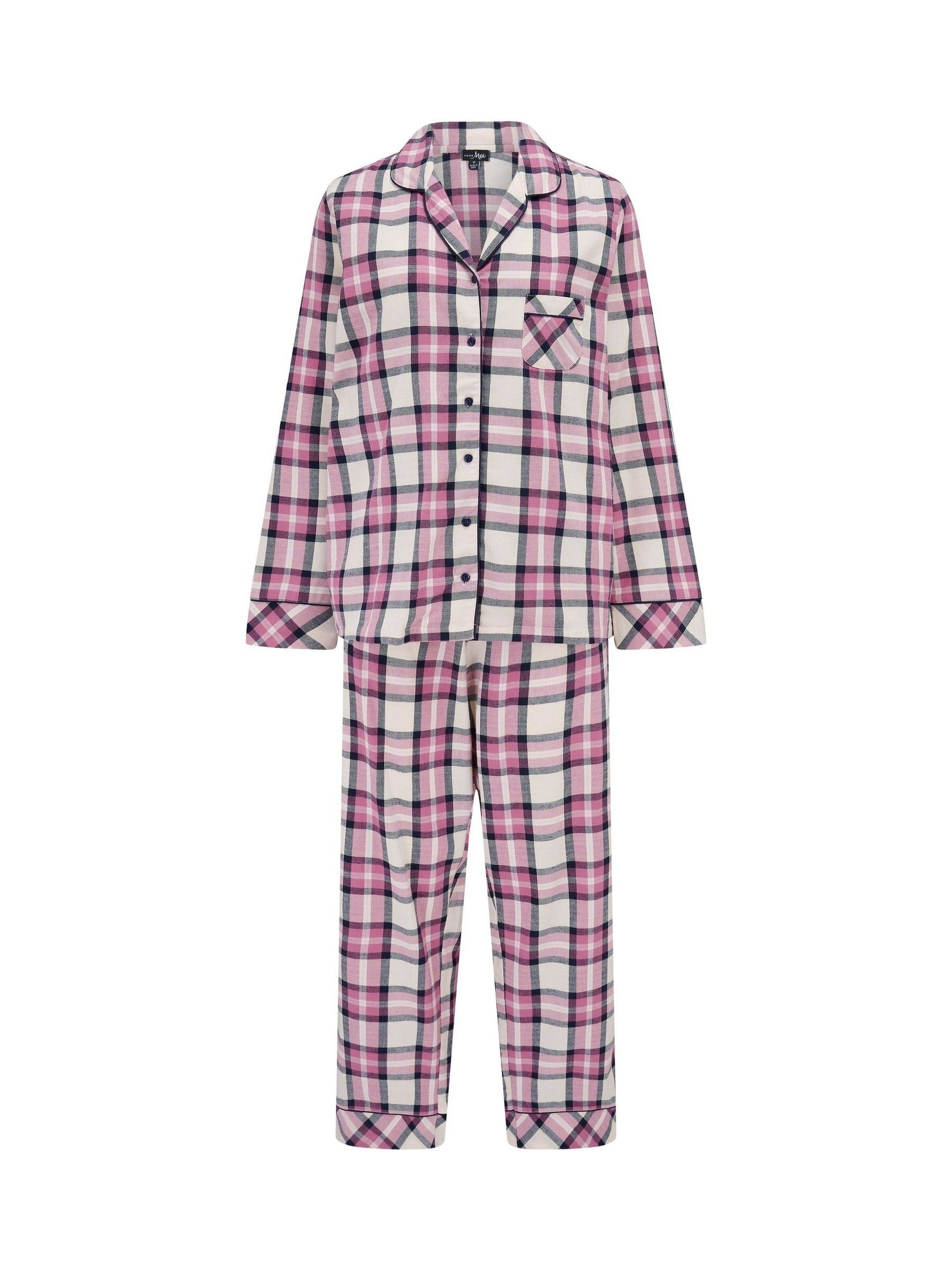 Buy Pour Moi Pink Cosy Check Brushed Cotton Pyjamas Gift Set from the ...