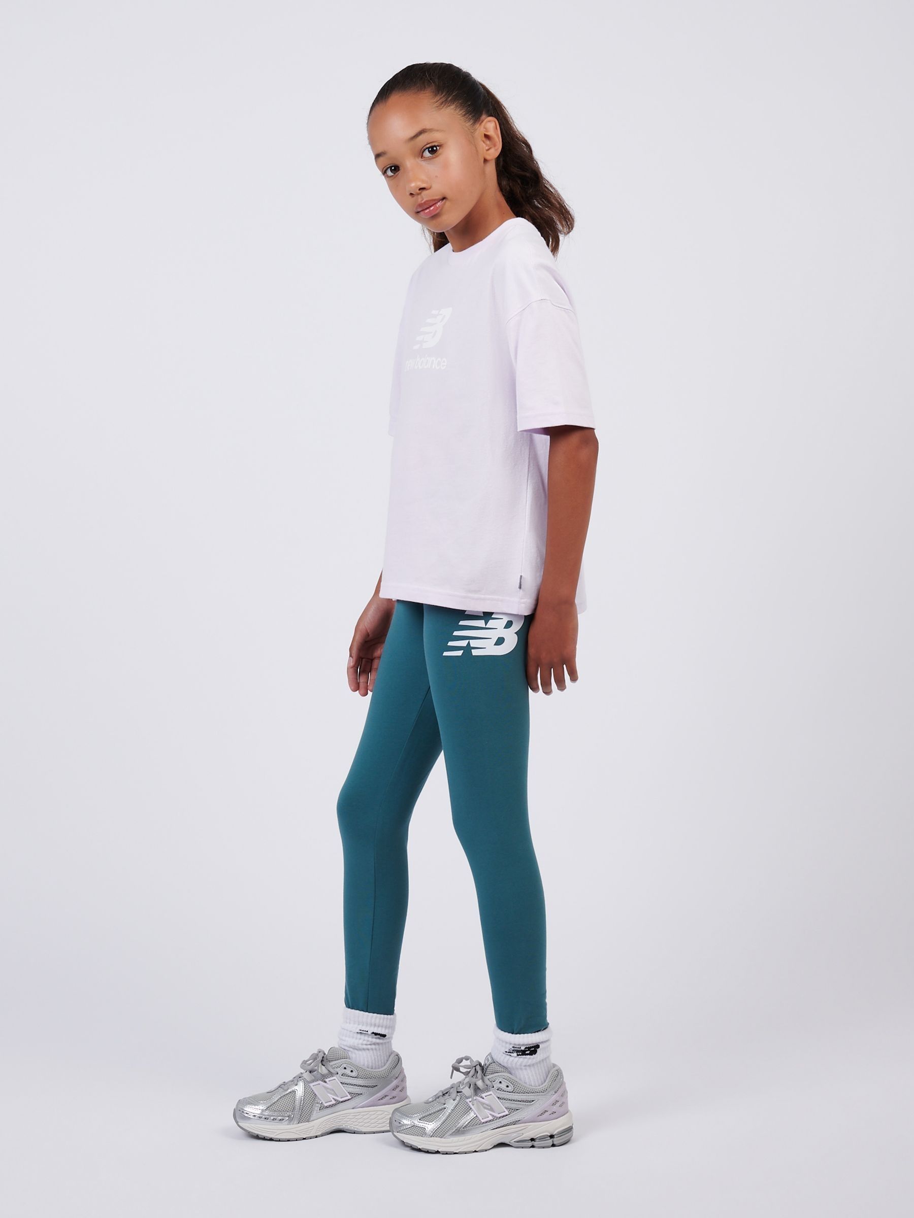 Buy New Balance Purple Stacked Logo T-Shirt and Leggings Set from Next ...