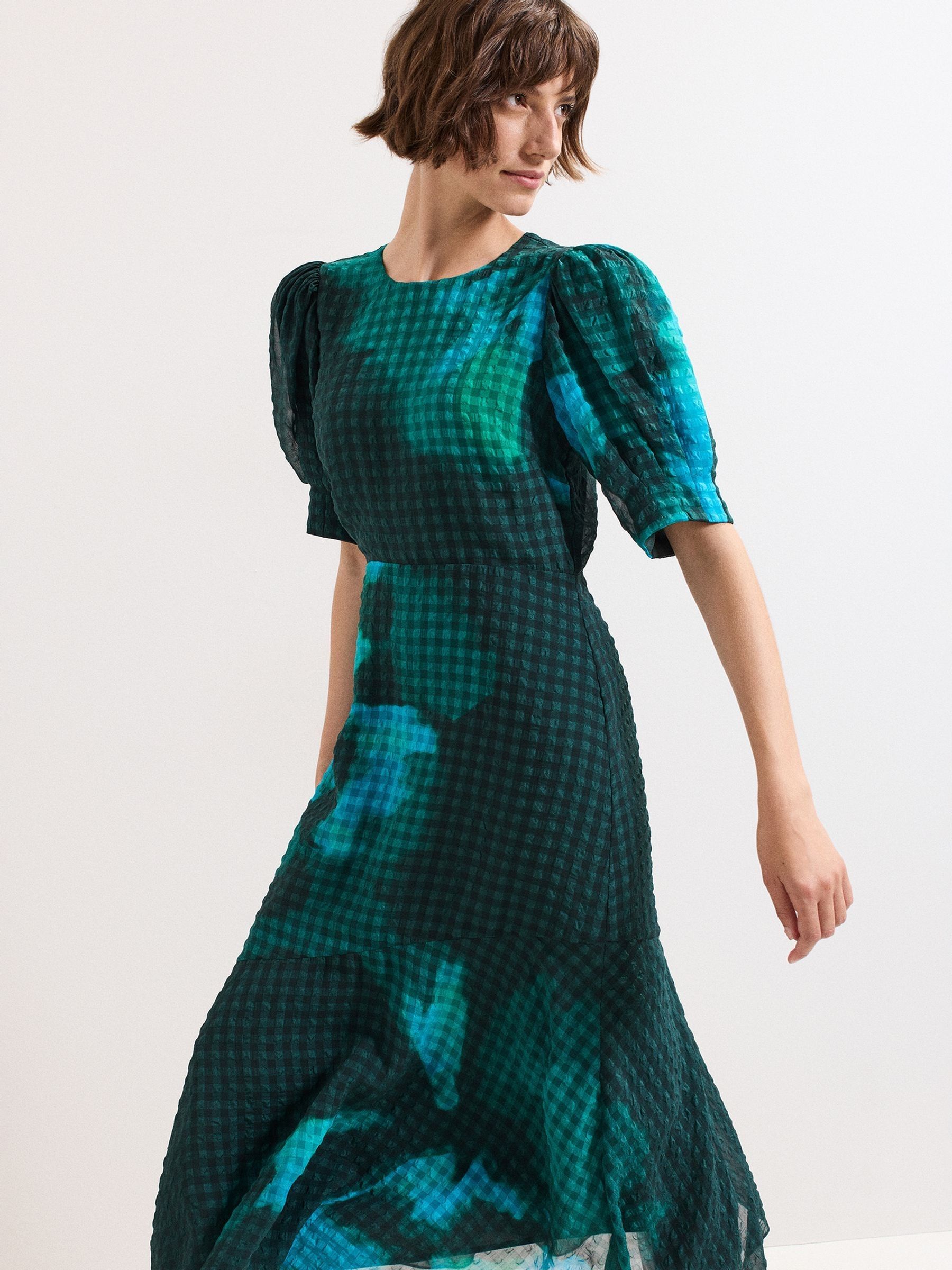 Buy Phase Eight Green Petite Nancy Floral Print Midi Dress from the ...