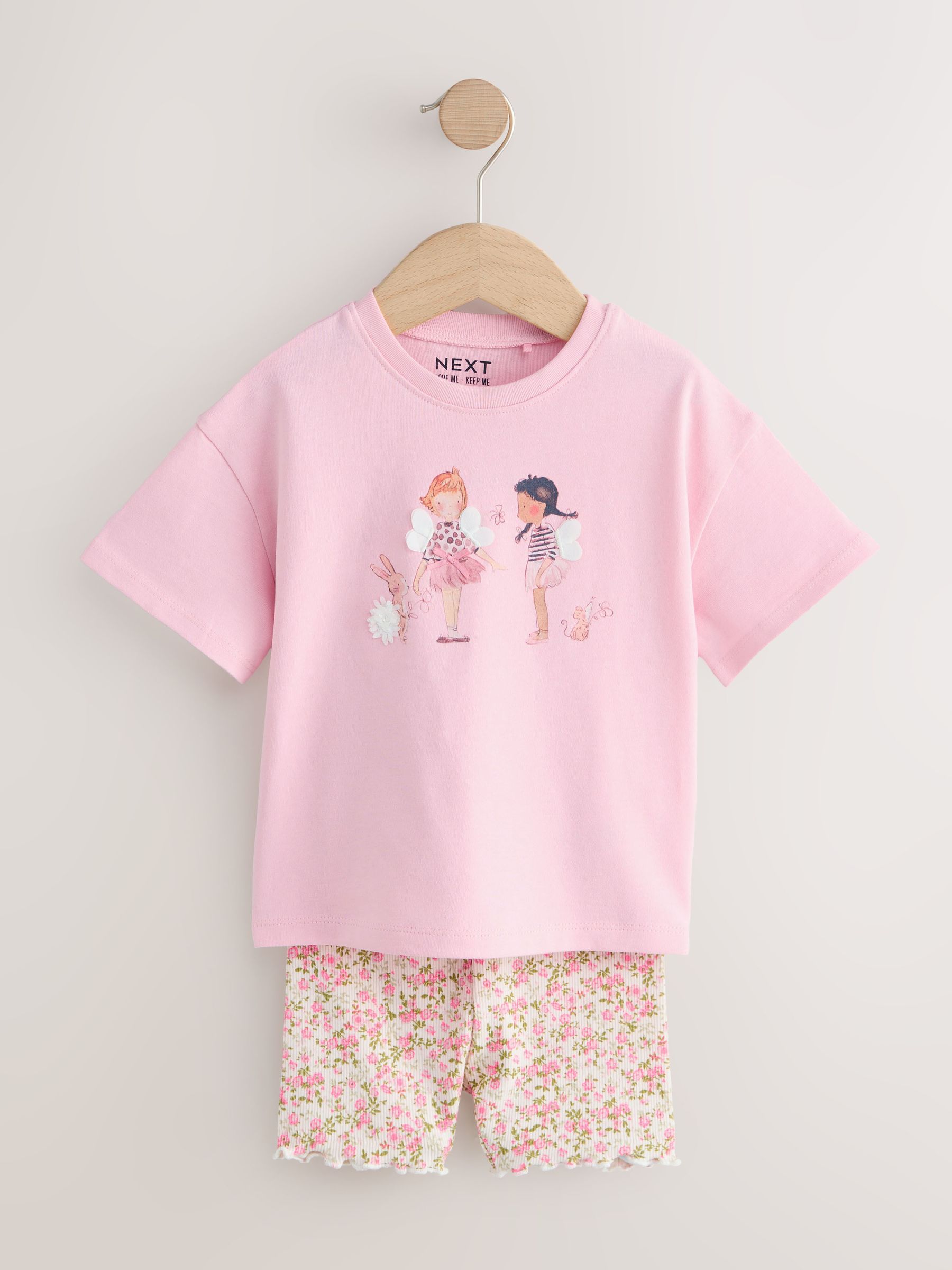 Buy Pink Fairy T-Shirt and Cycle Shorts Set (3mths-7yrs) from Next Hong ...