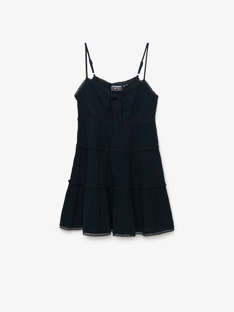 Buy Superdry Navy Cheesecloth Tiered Mini Dress from the Next UK online ...