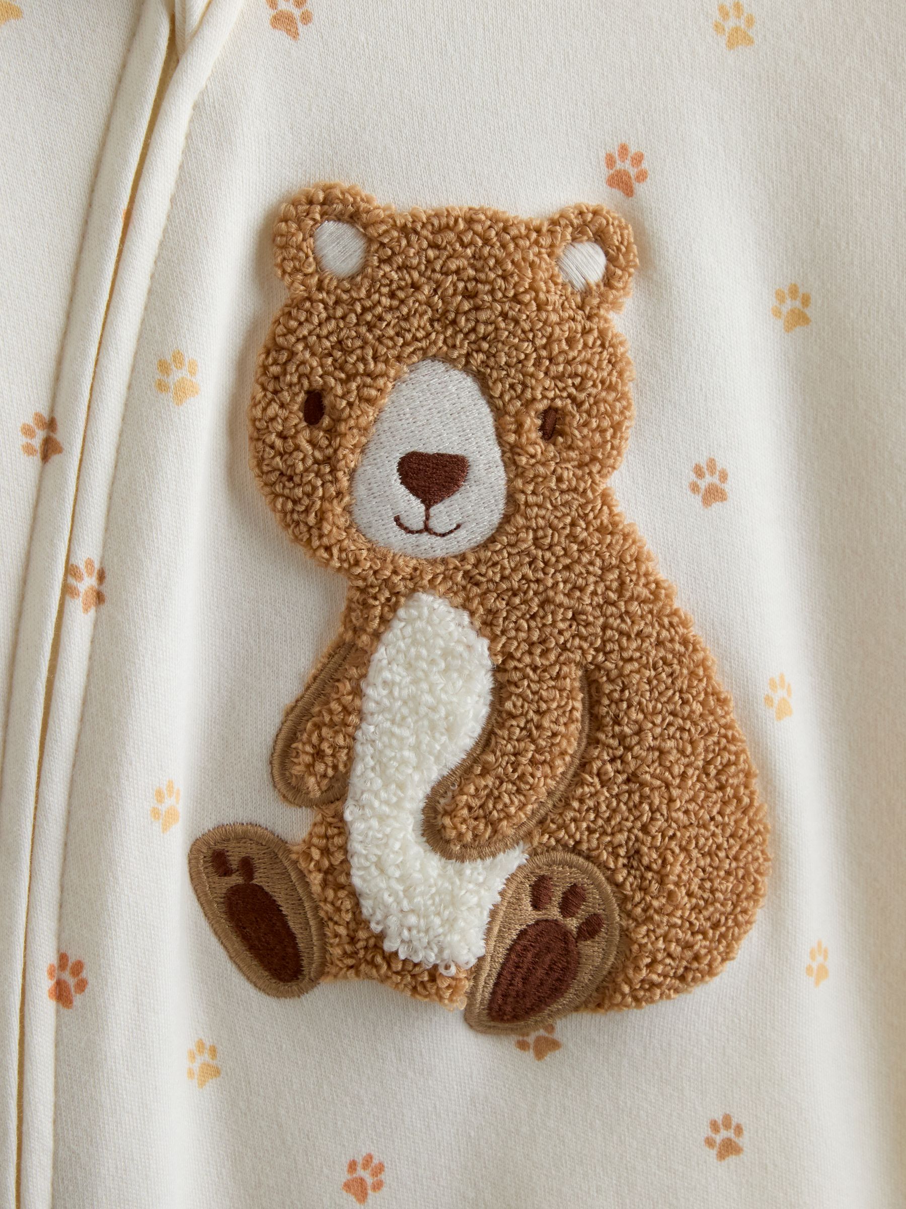Buy JoJo Maman Bébé Cream Bear Appliqué Zip Sleepsuit from the Next UK ...