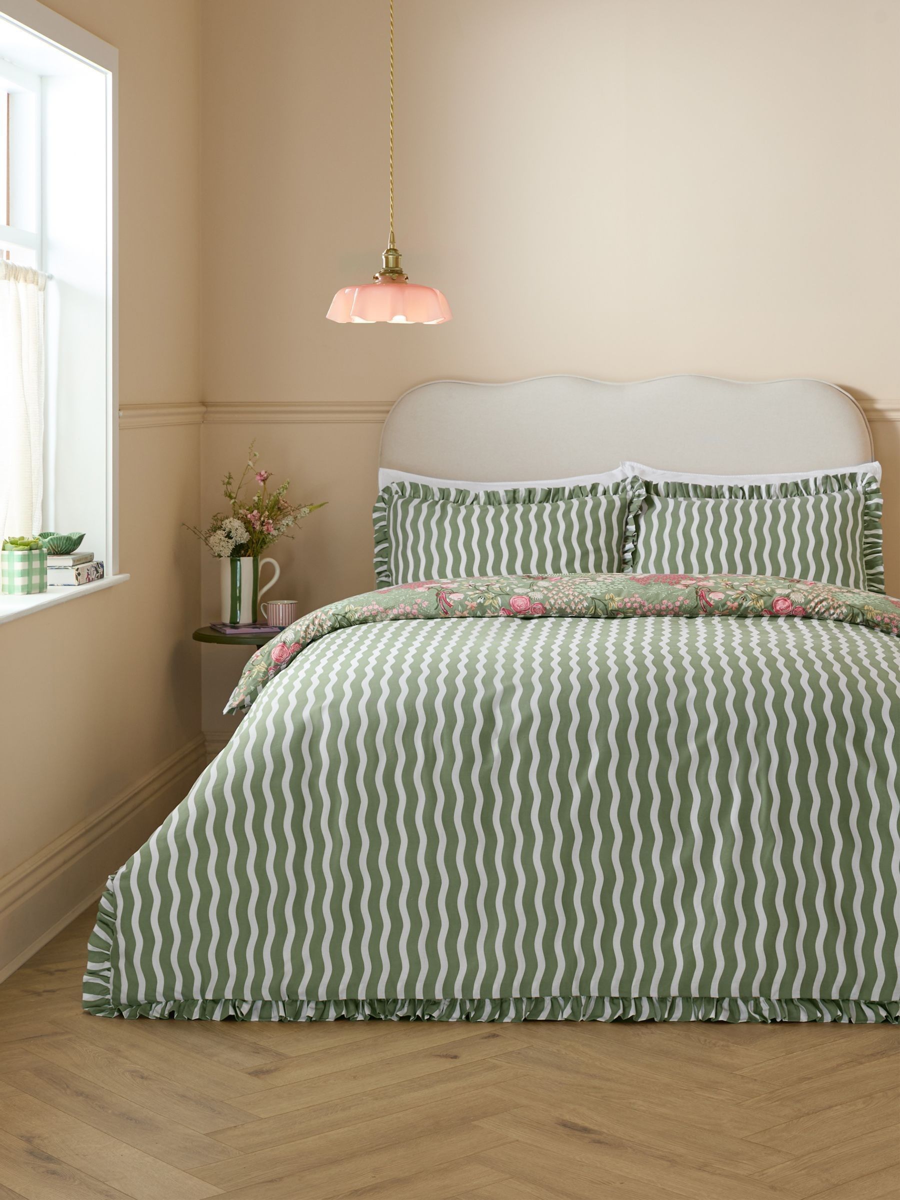 Buy Furn Green Gardenia Ruffle Duvet Cover and Pillowcase Set from Next ...