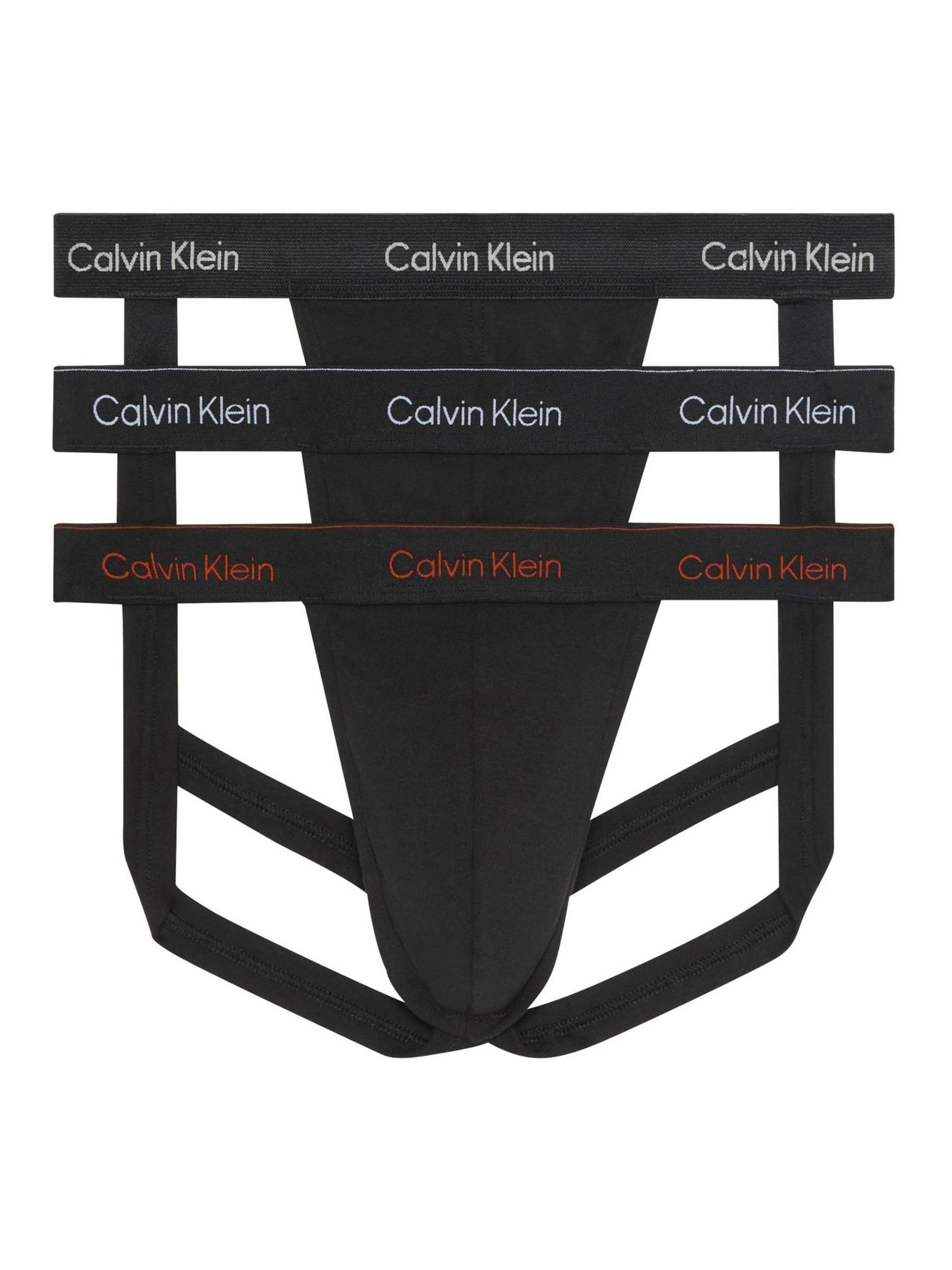 Buy Calvin Klein Black Jock Straps Icon Cotton Stretch Briefs 3 Pack ...
