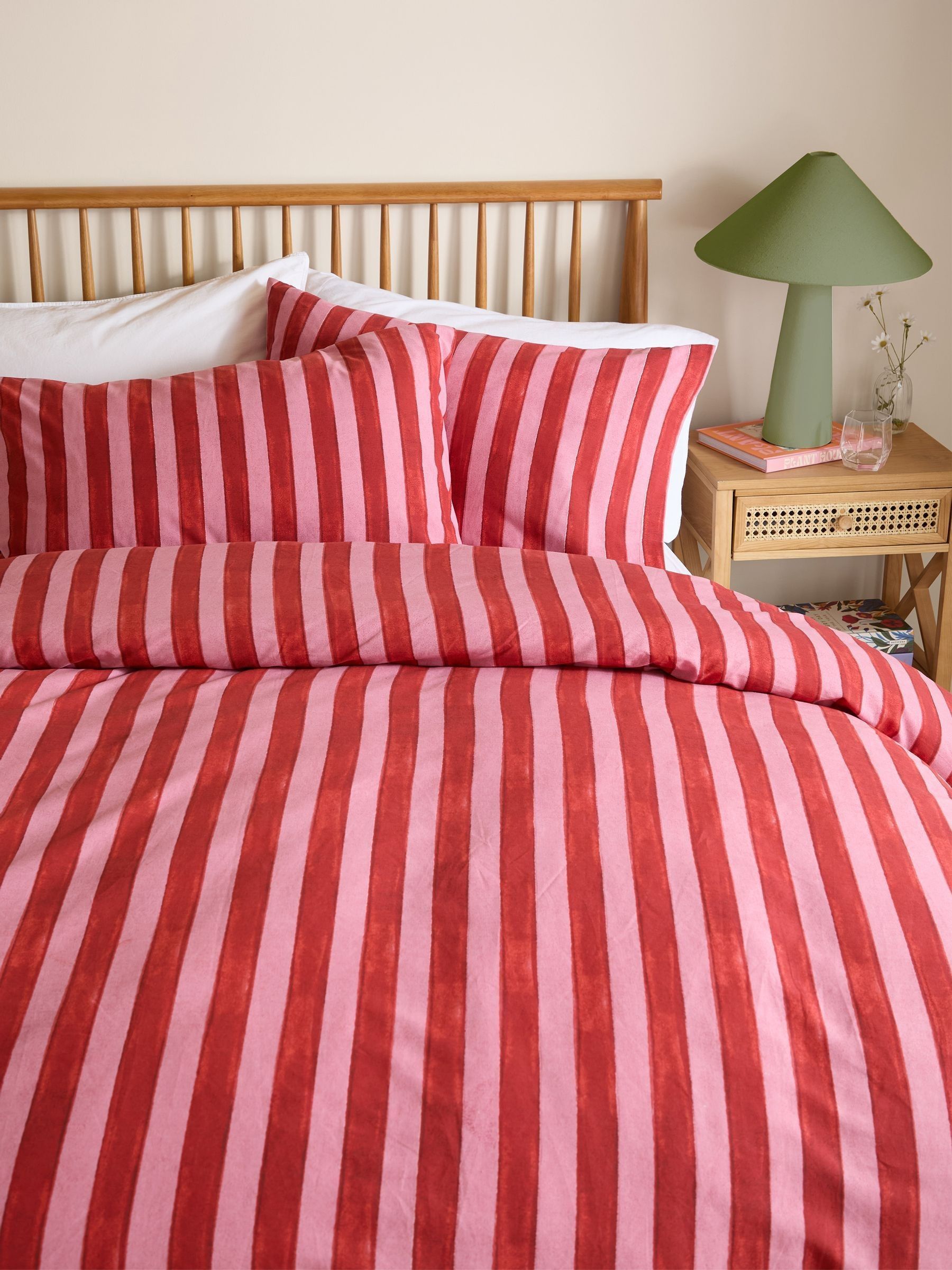 Buy Furn Pink/Red Dual Tone Striped Duvet Cover and Pillowcase Set from ...