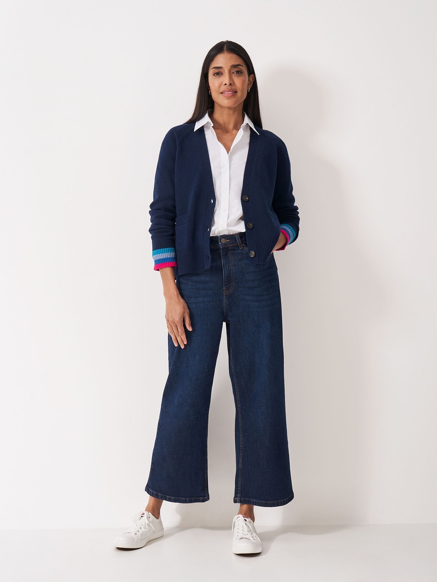 Buy Crew Clothing Company Blue Harmony Relaxed V-Neck Cardigan from ...