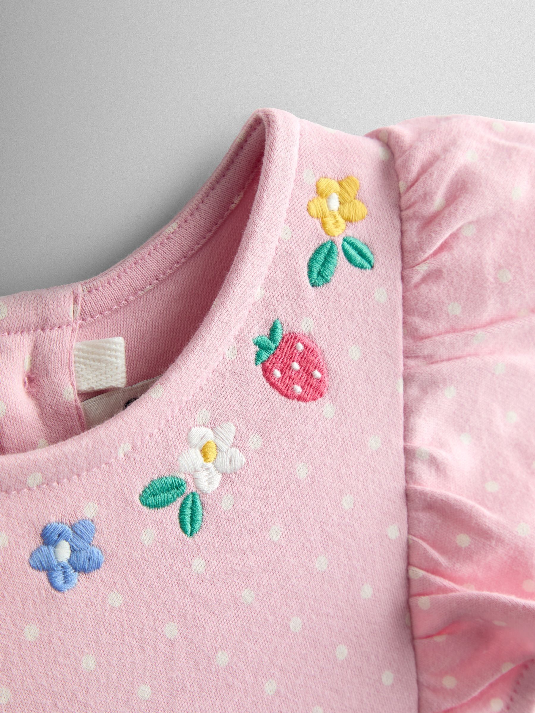 Buy JoJo Maman Bébé Rose Pink Bunny Appliqué Ruffle Shoulder Dress from ...