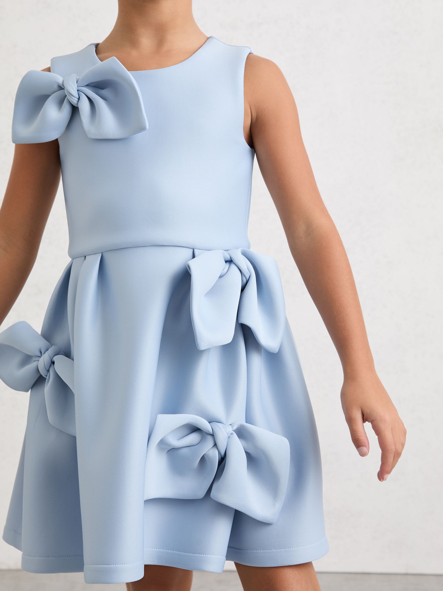 Buy Reiss Pale Blue Joey 9-13 yrs Scuba Bow-Detail Flared Dress from ...