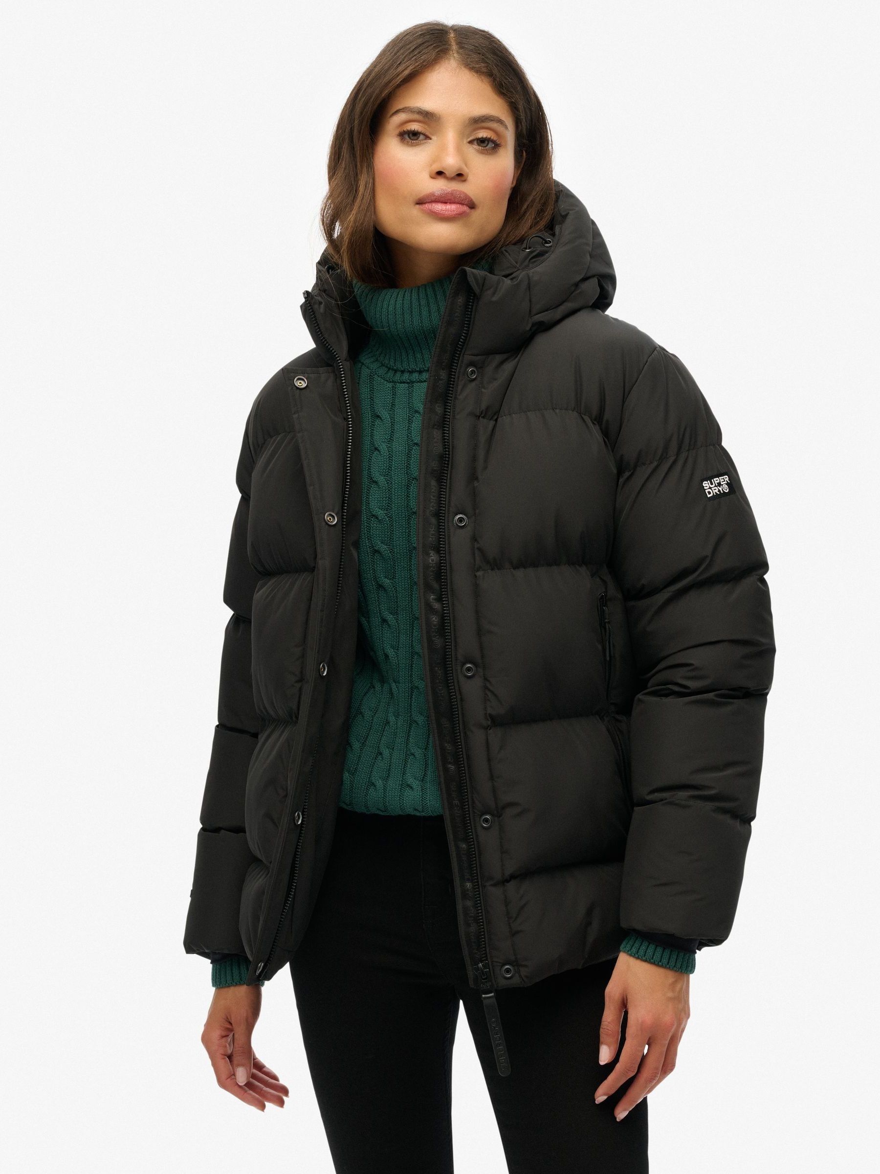 Buy Black - Superdry Hooded 5 Baffle Sports Puffer Jacket from Next ...