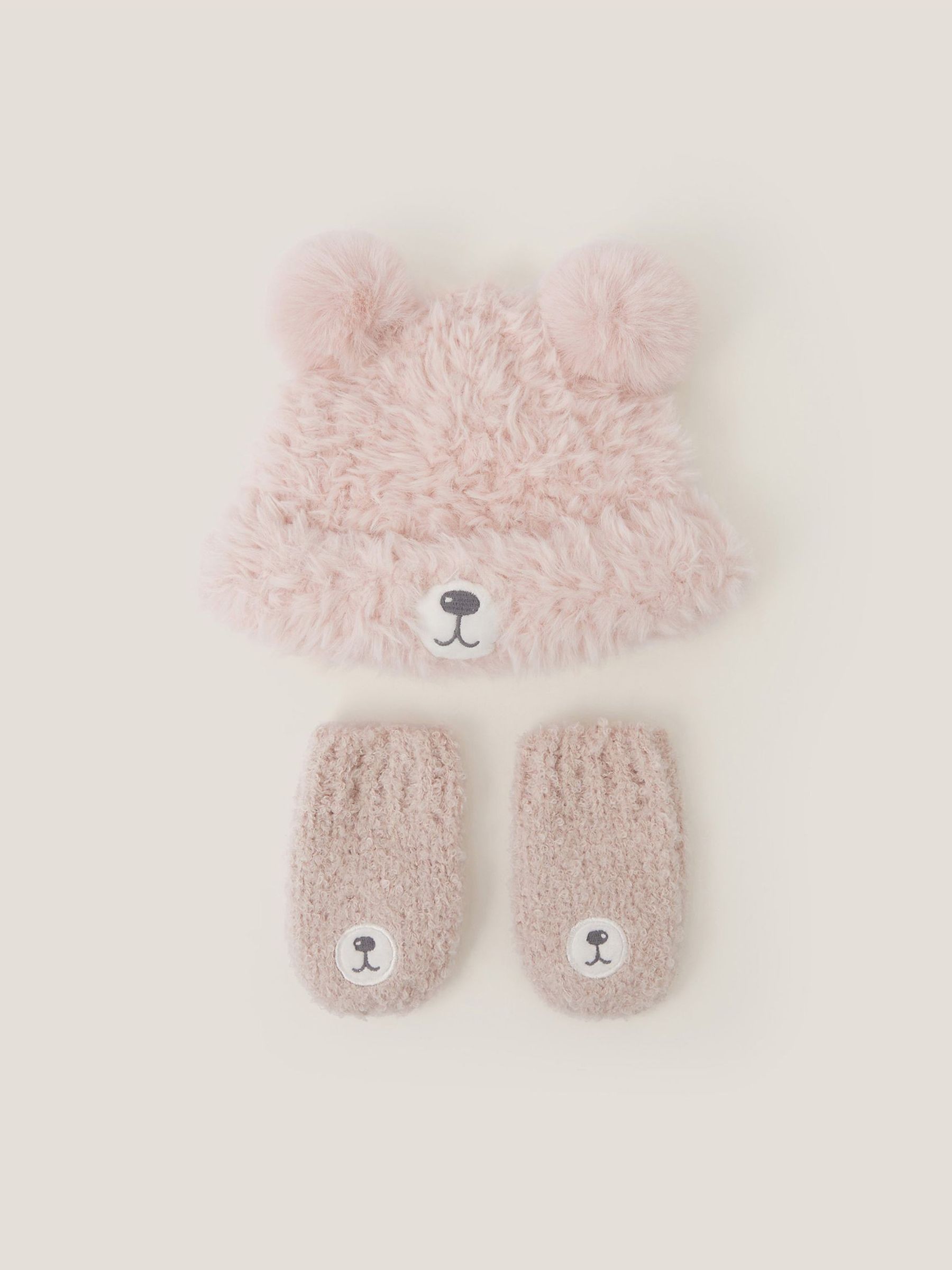 Buy Monsoon Pink Baby Bear Hat & Mitten Set from Next Hungary