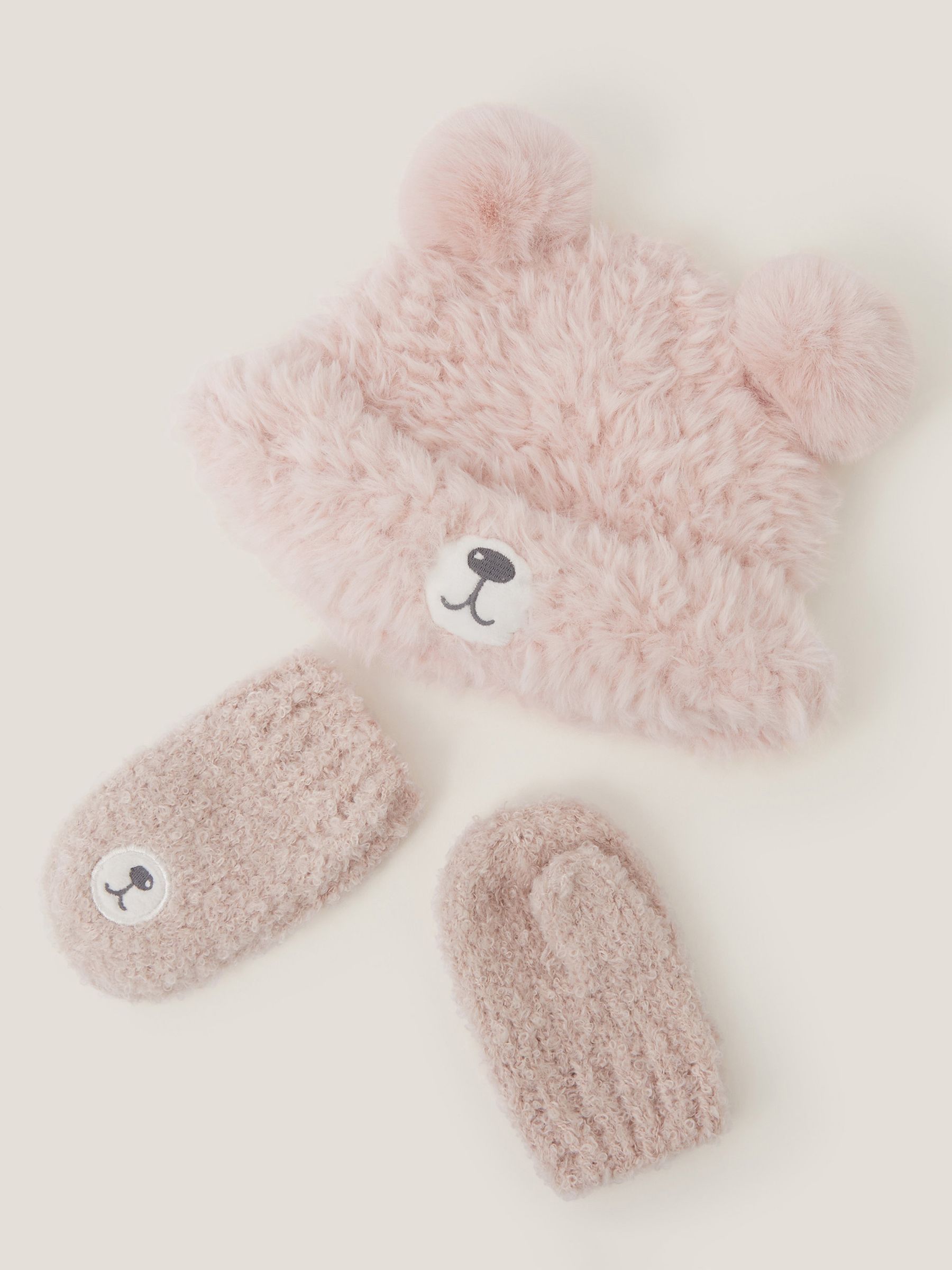 Buy Monsoon Pink Baby Bear Hat & Mitten Set from Next Hungary