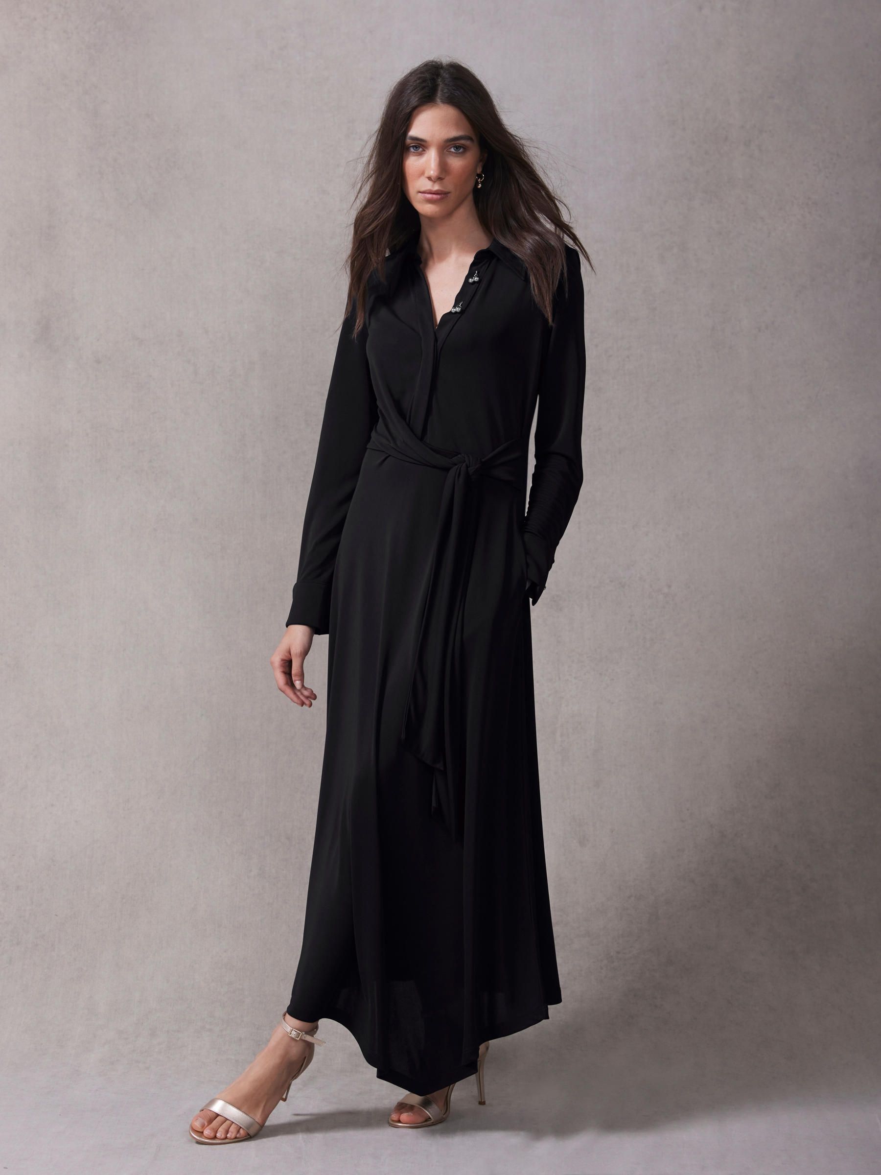 Buy Mint Velvet Black Tie Front Maxi Dress from Next Bulgaria