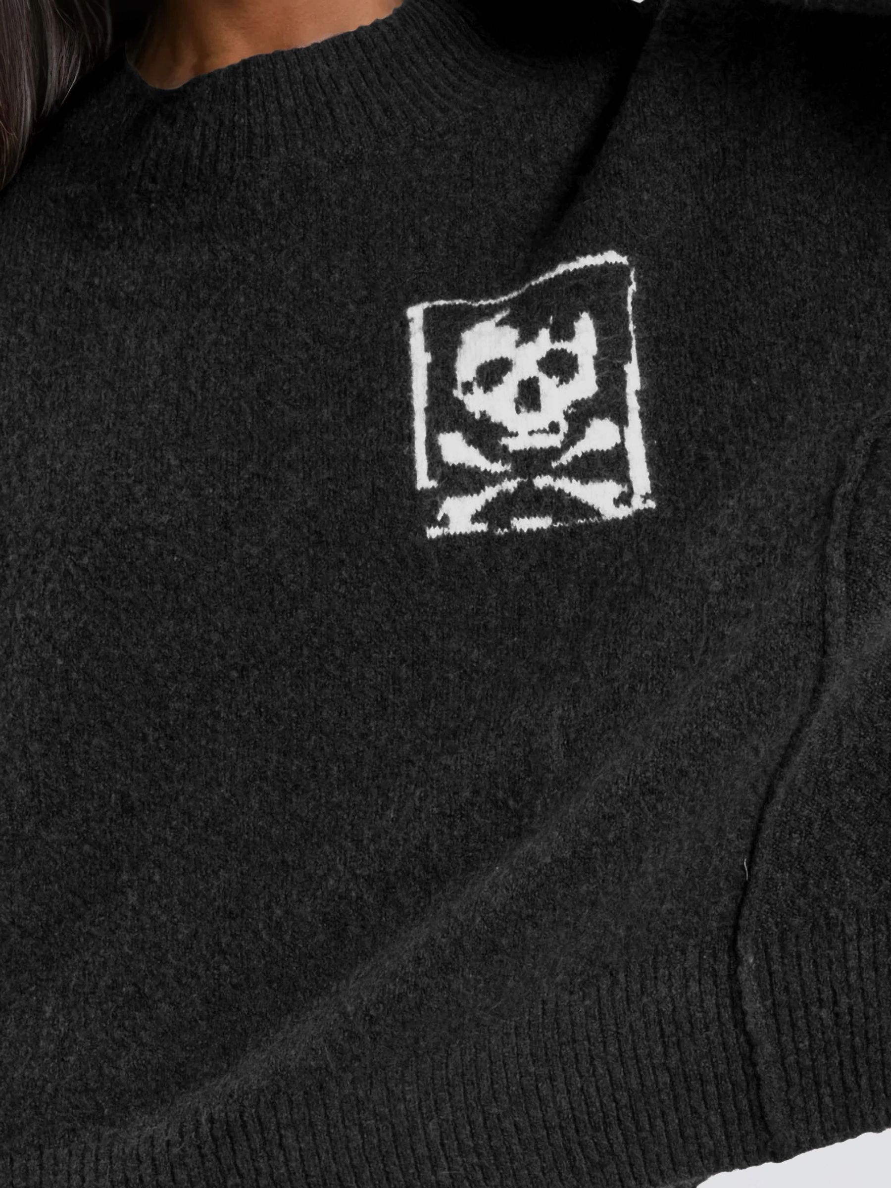 Buy Religion Black Luscious Skull & Crossbone Jacquard Jumper from Next ...