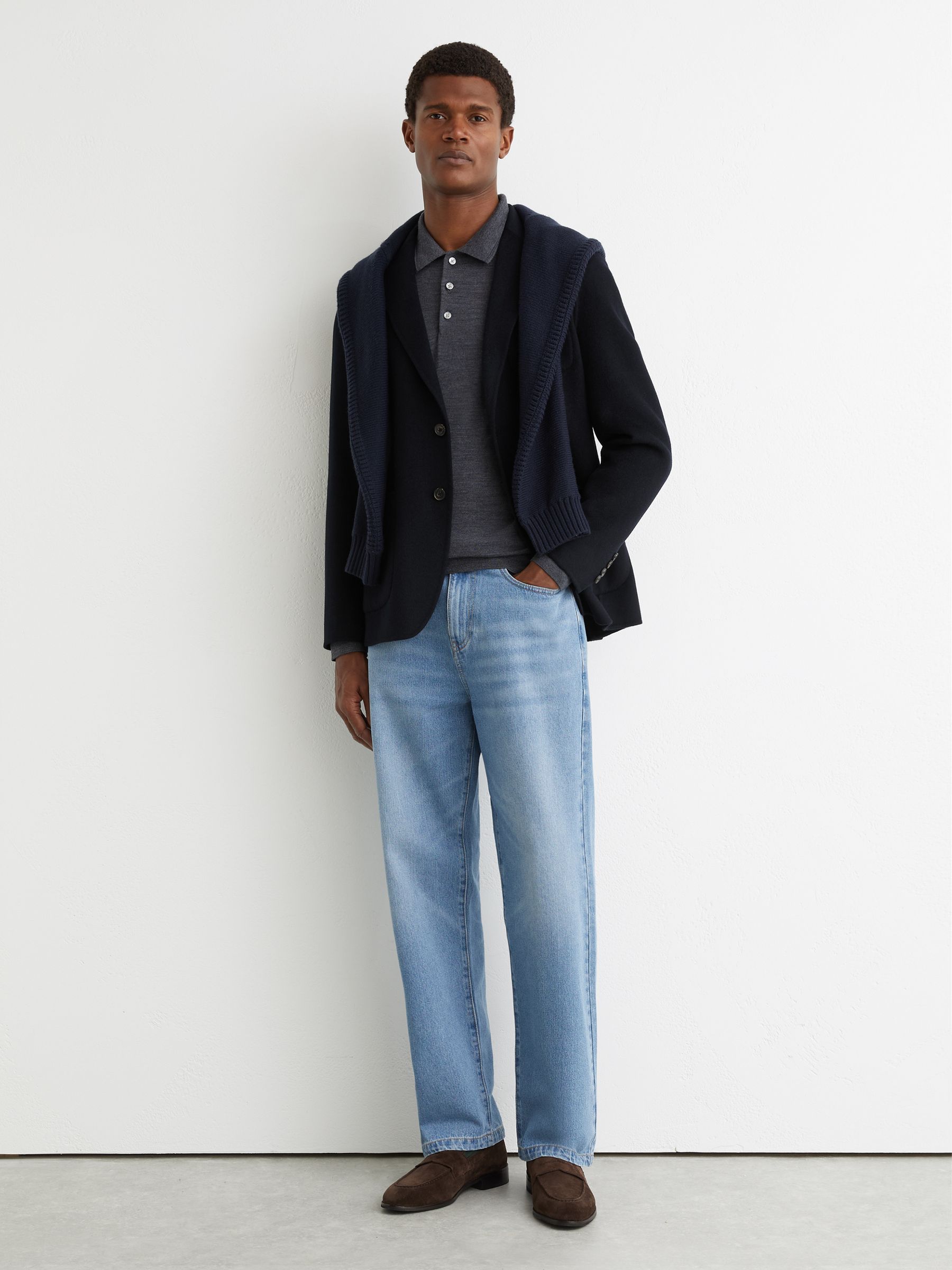 Buy Reiss Navy Joseph Wool-Blend Single-Breasted Blazer Tailored-Fit ...