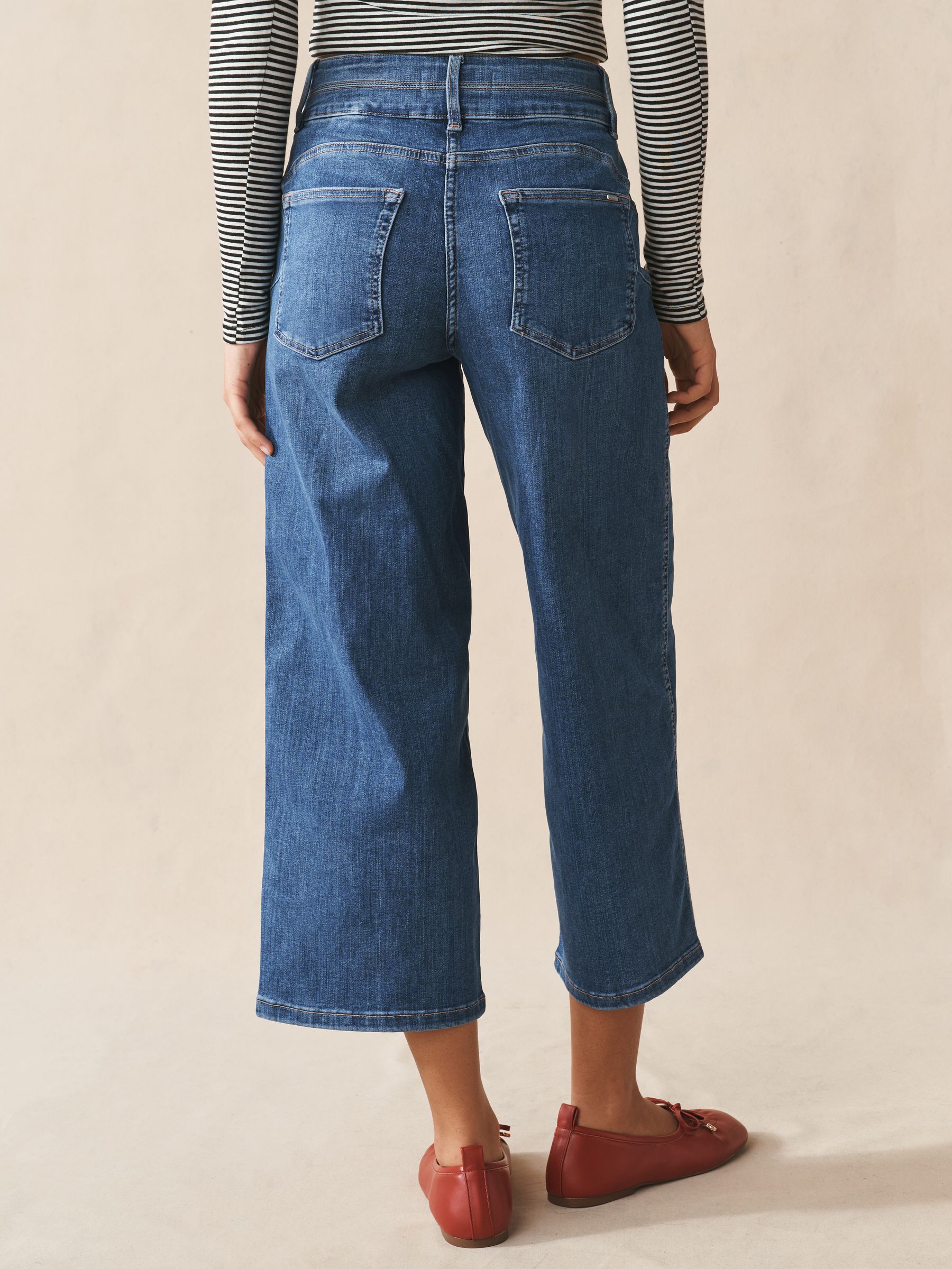 Buy Mid Blue Lift Slim and Shape Wide Cropped Jeans from the Next UK ...