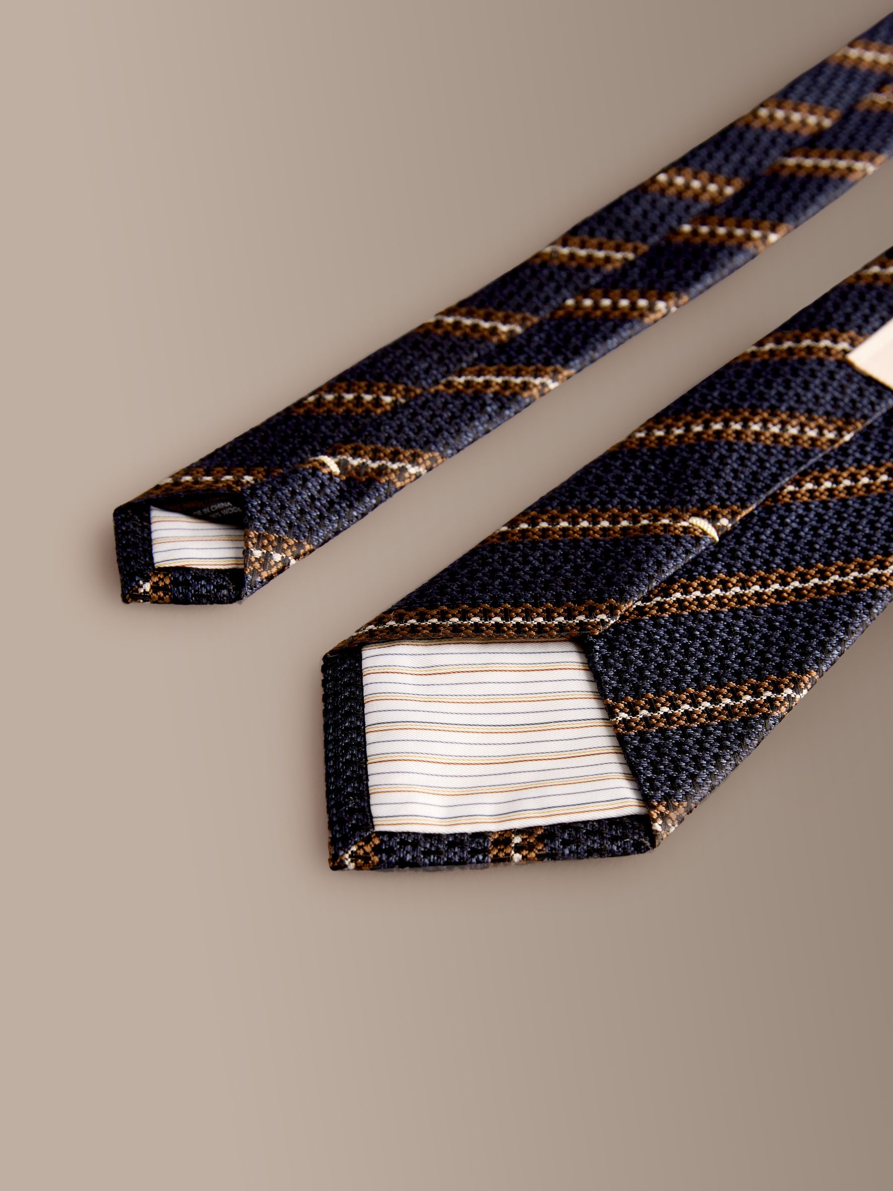 Buy Navy/Brown Signature Silk Tie from the Next UK online shop