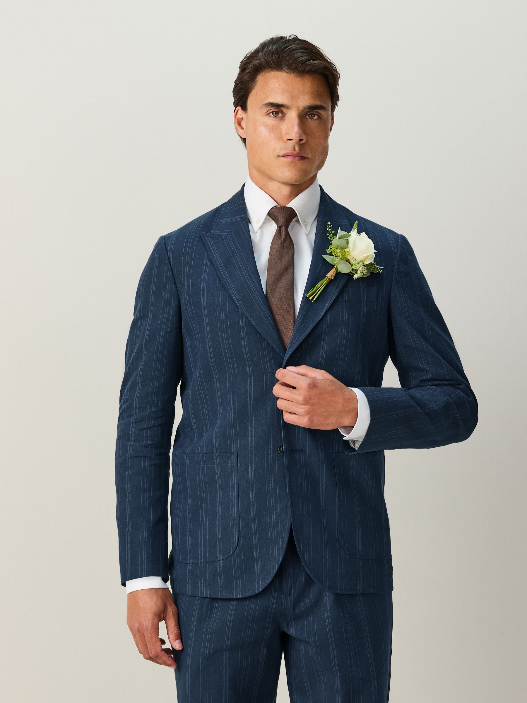 Buy Navy Relaxed Fit Linen Blend Stripe Suit Jacket from the Next UK ...