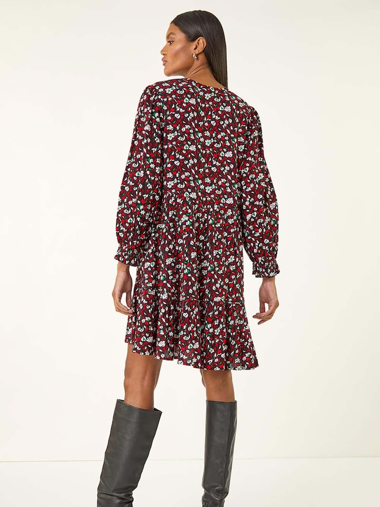 Buy Roman Red Floral Print Buttoned Dress from Next India