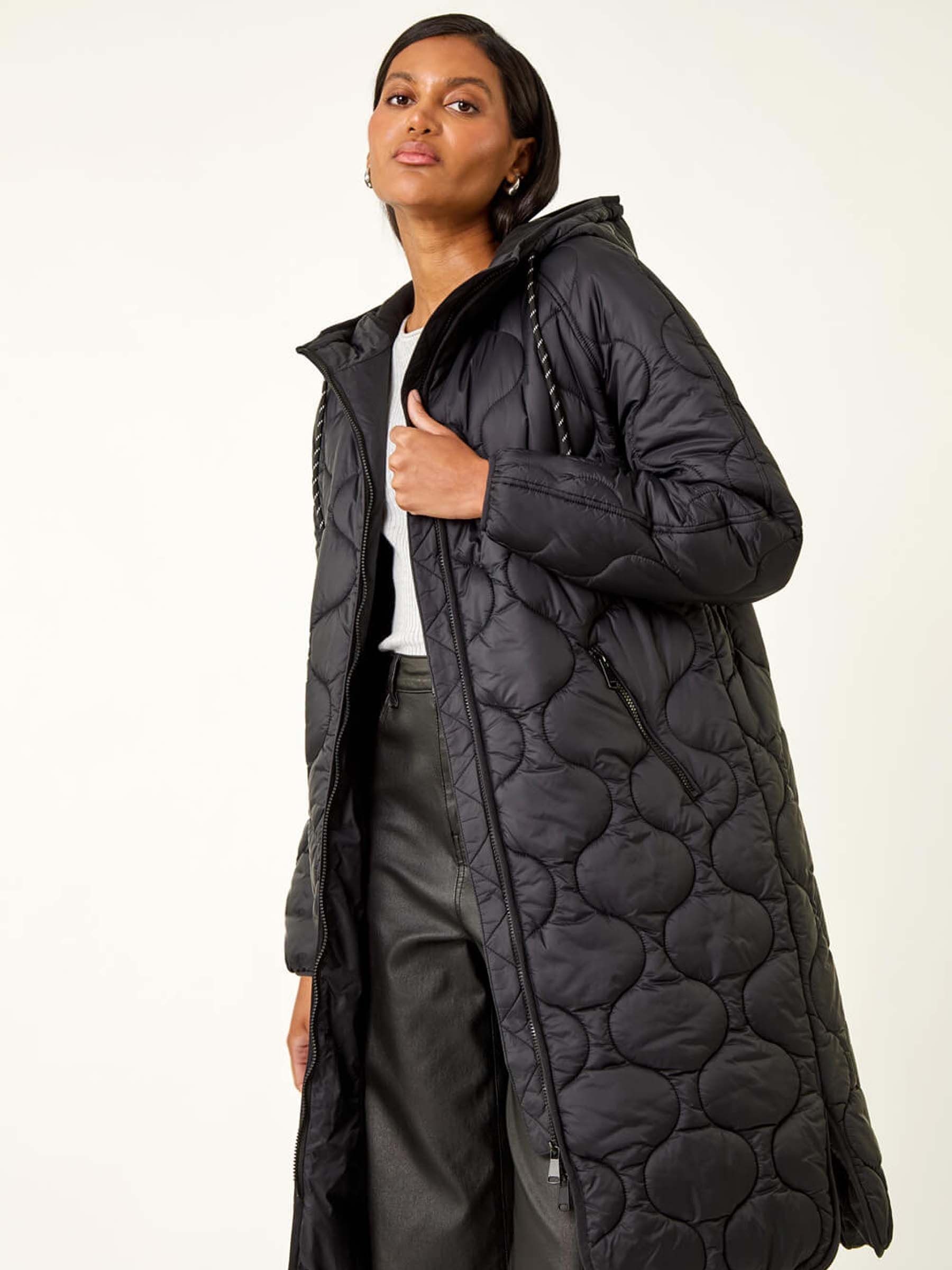 Buy Roman Black Quilted Hooded Coat from the Next UK online shop