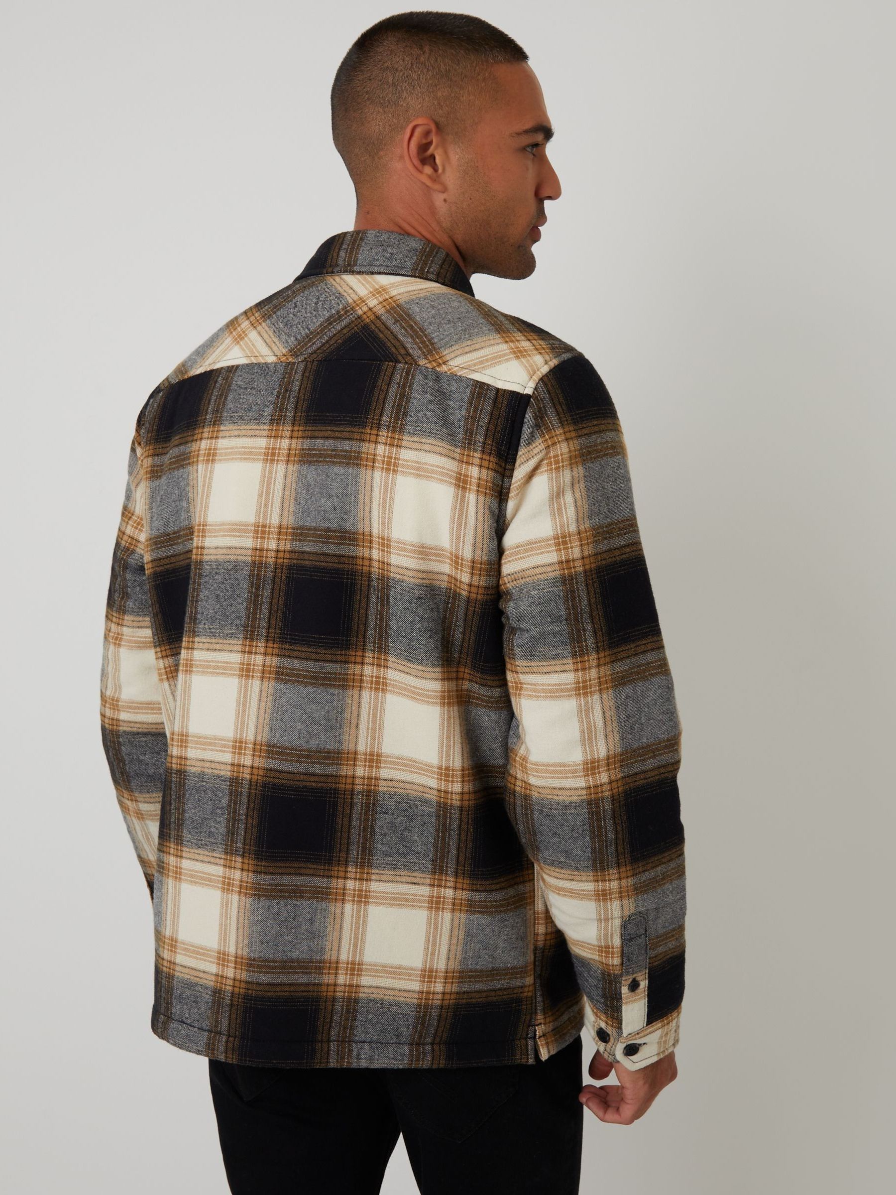 Buy Threadbare Brown Check Brushed Borg Lined Shacket from the Next UK ...