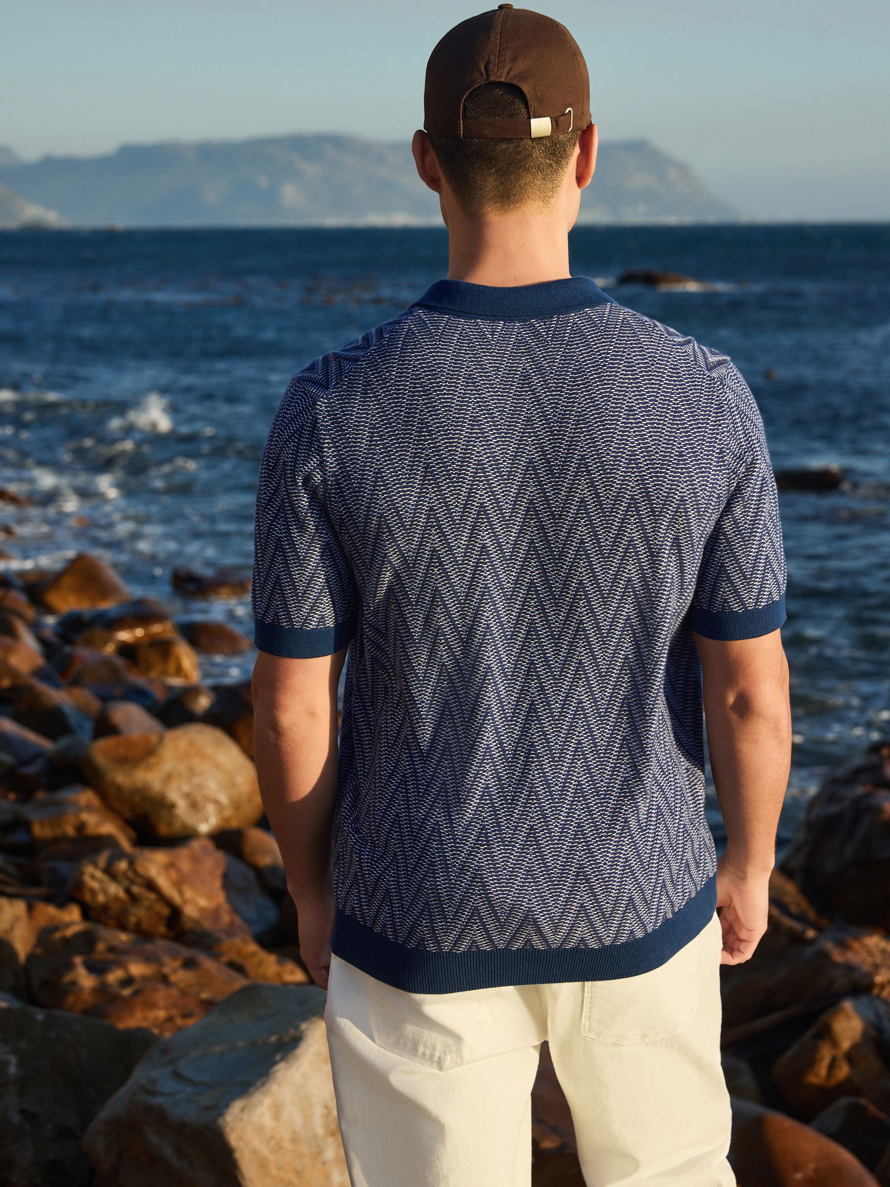 Buy Blue Zig Zag Pattern Knitted Shirt from the Next UK online shop