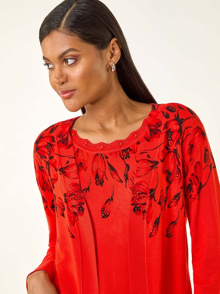 Buy Roman Red Embellished Print Knit Top from Next Netherlands