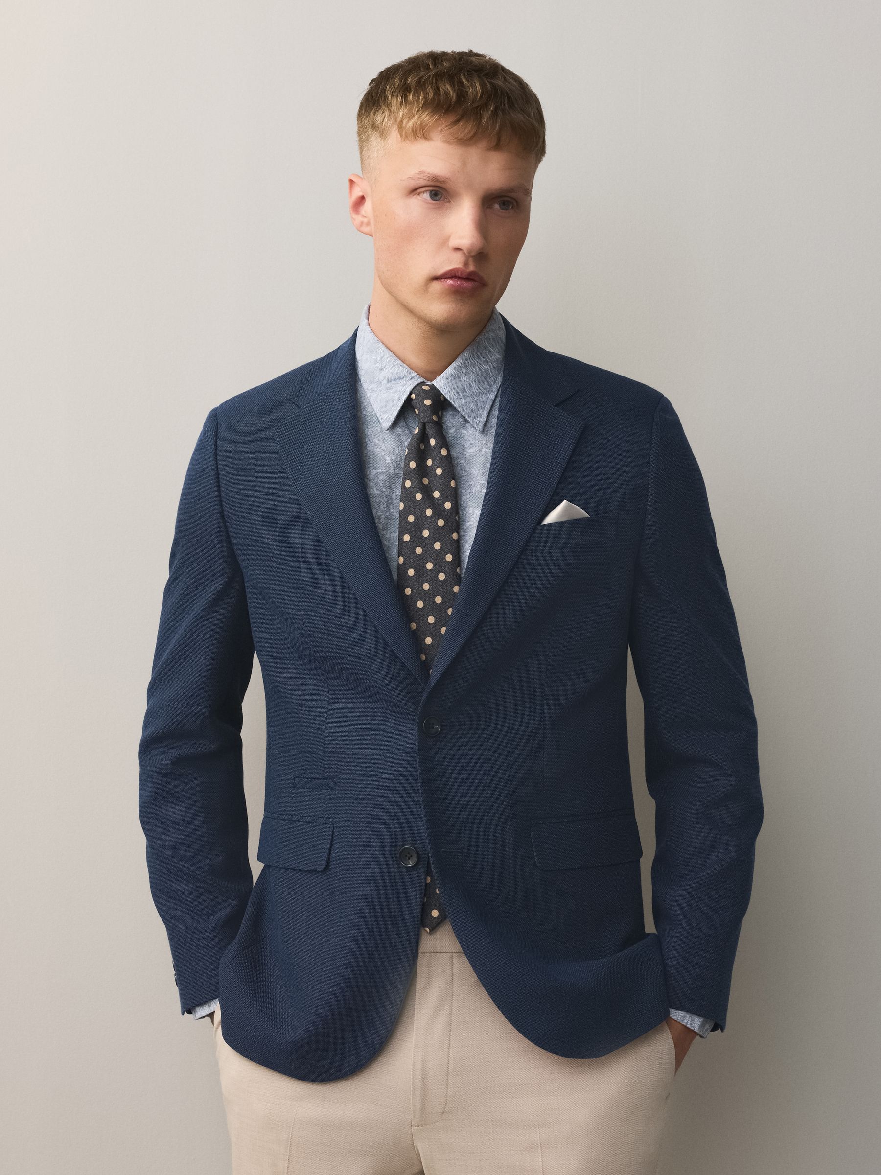 Buy Navy Blue Slim Fit Smart Textured Blazer from the Next UK online shop