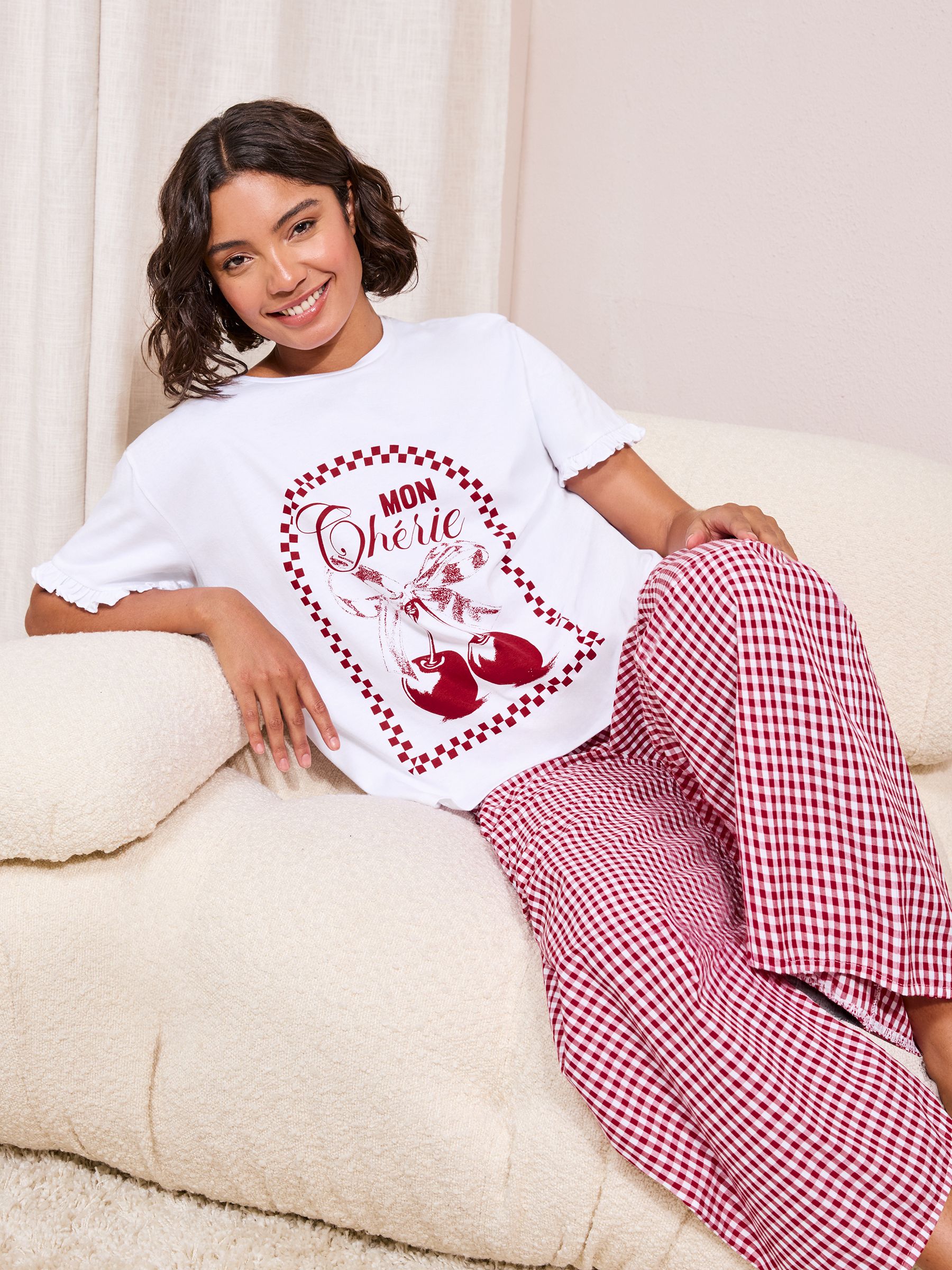 Buy Friends Like These White/Red Gingham Short Sleeve Pyjamas from Next ...