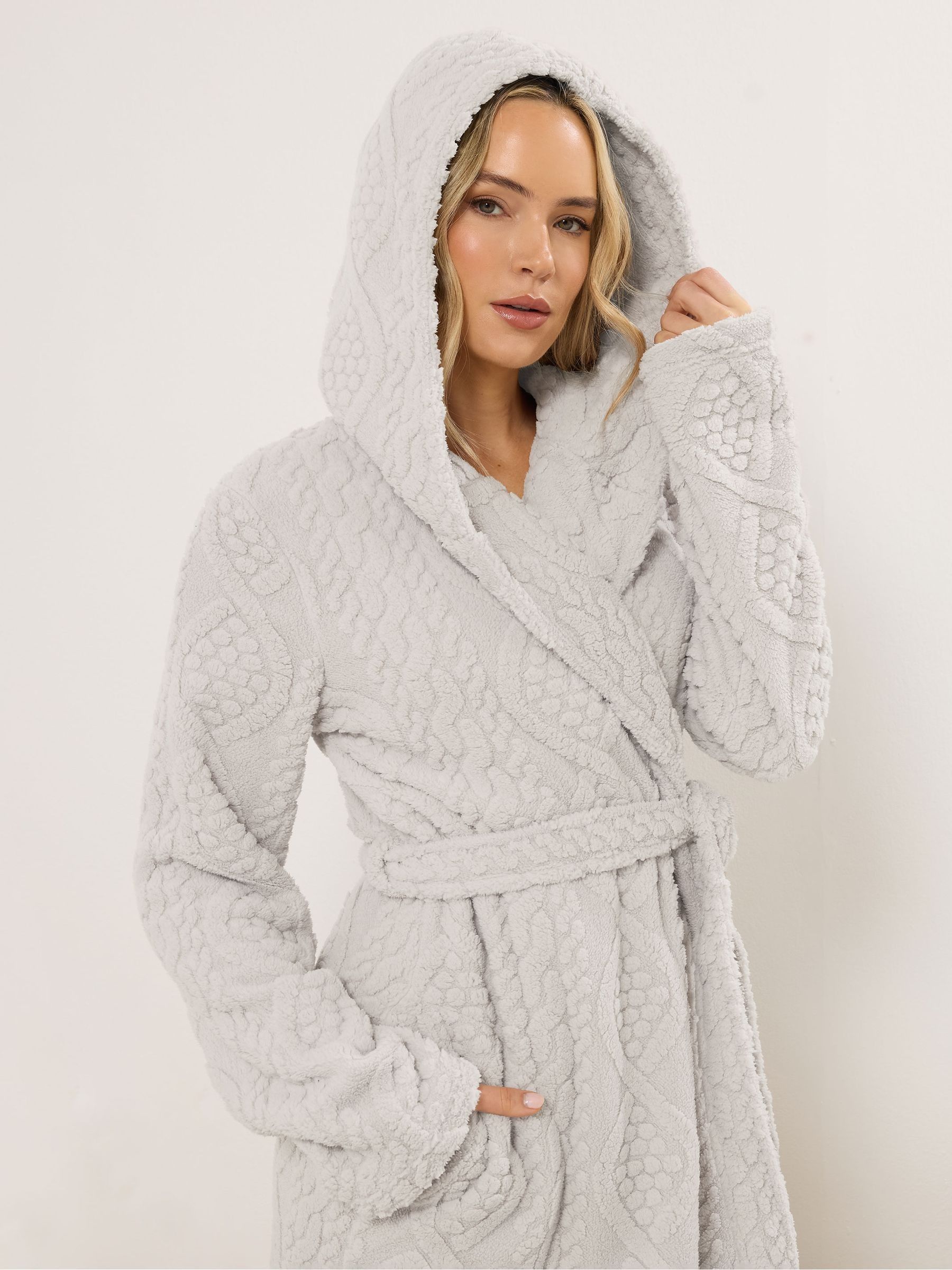 Buy Long Tall Sally Natural Cable Maxi Hooded Robe from Next Malta