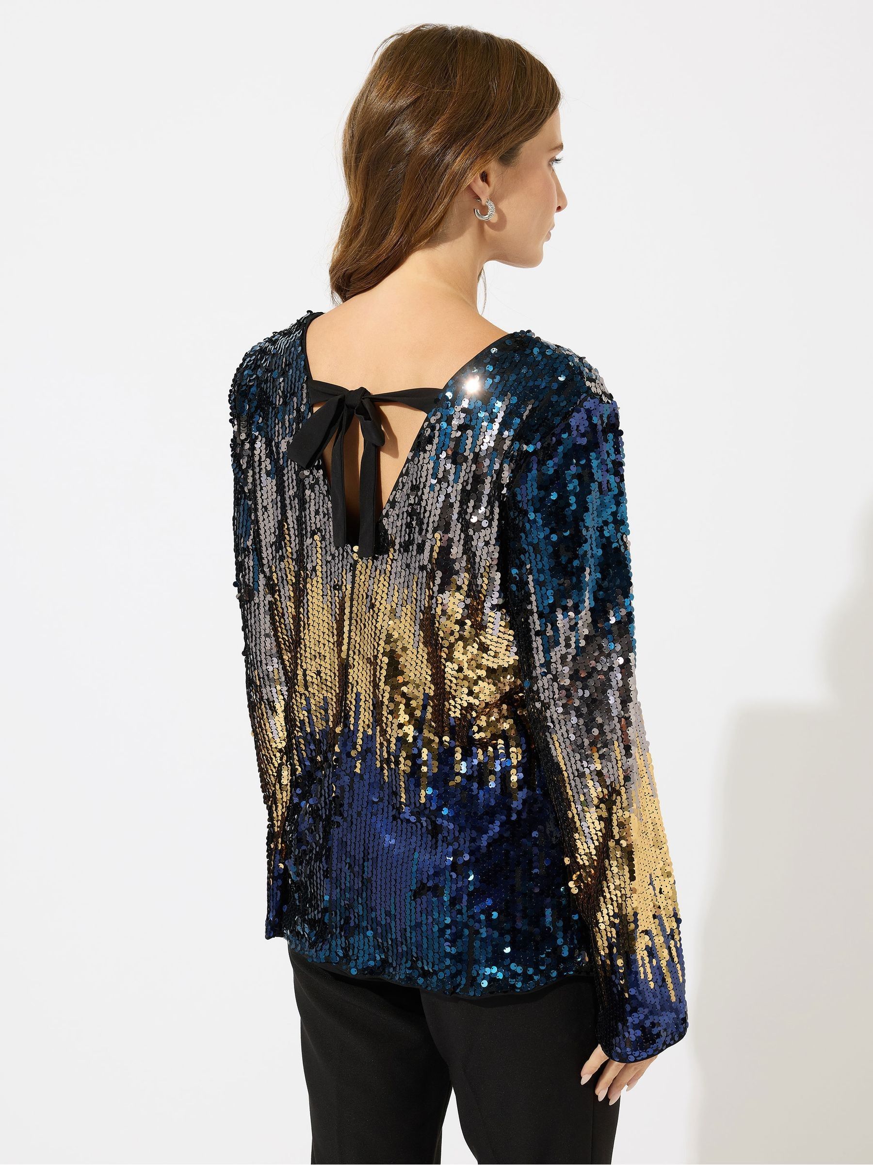 Buy M&Co Blue Ombre Large Sequin Bow Back Top from the Next UK online shop