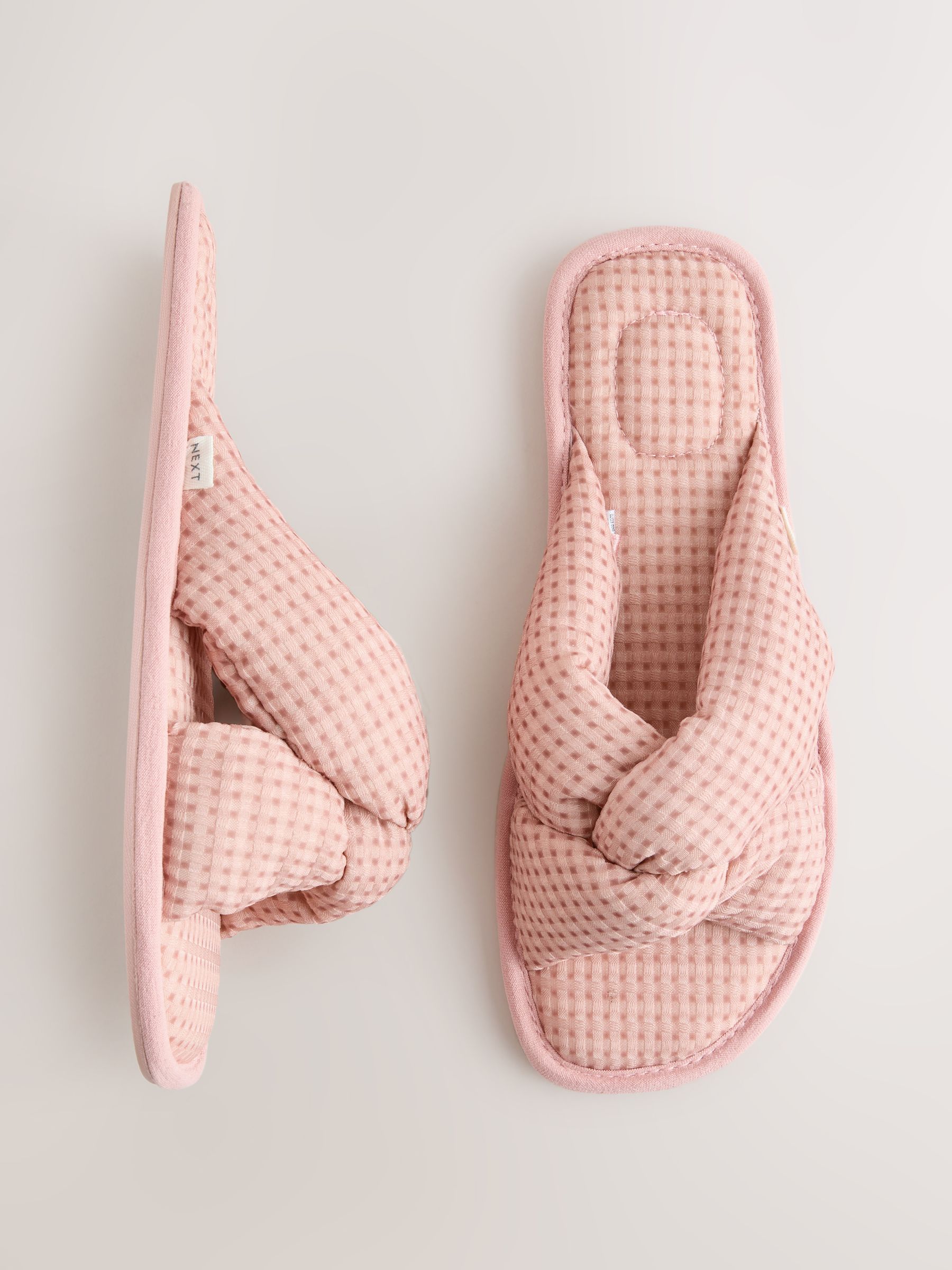 Buy Pink Waffle Knit Slider Slippers from the Next UK online shop