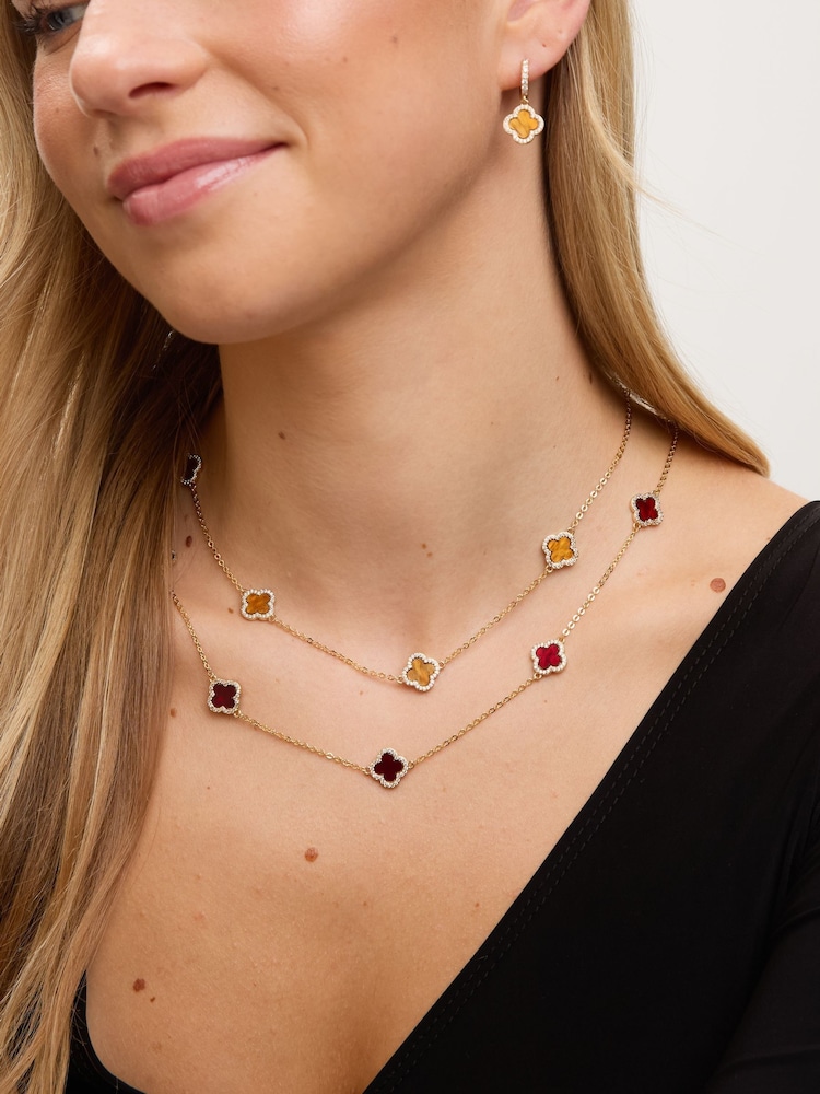 Buy Jon Richard Orange Plated And Jet Station Clover Necklace from Next ...