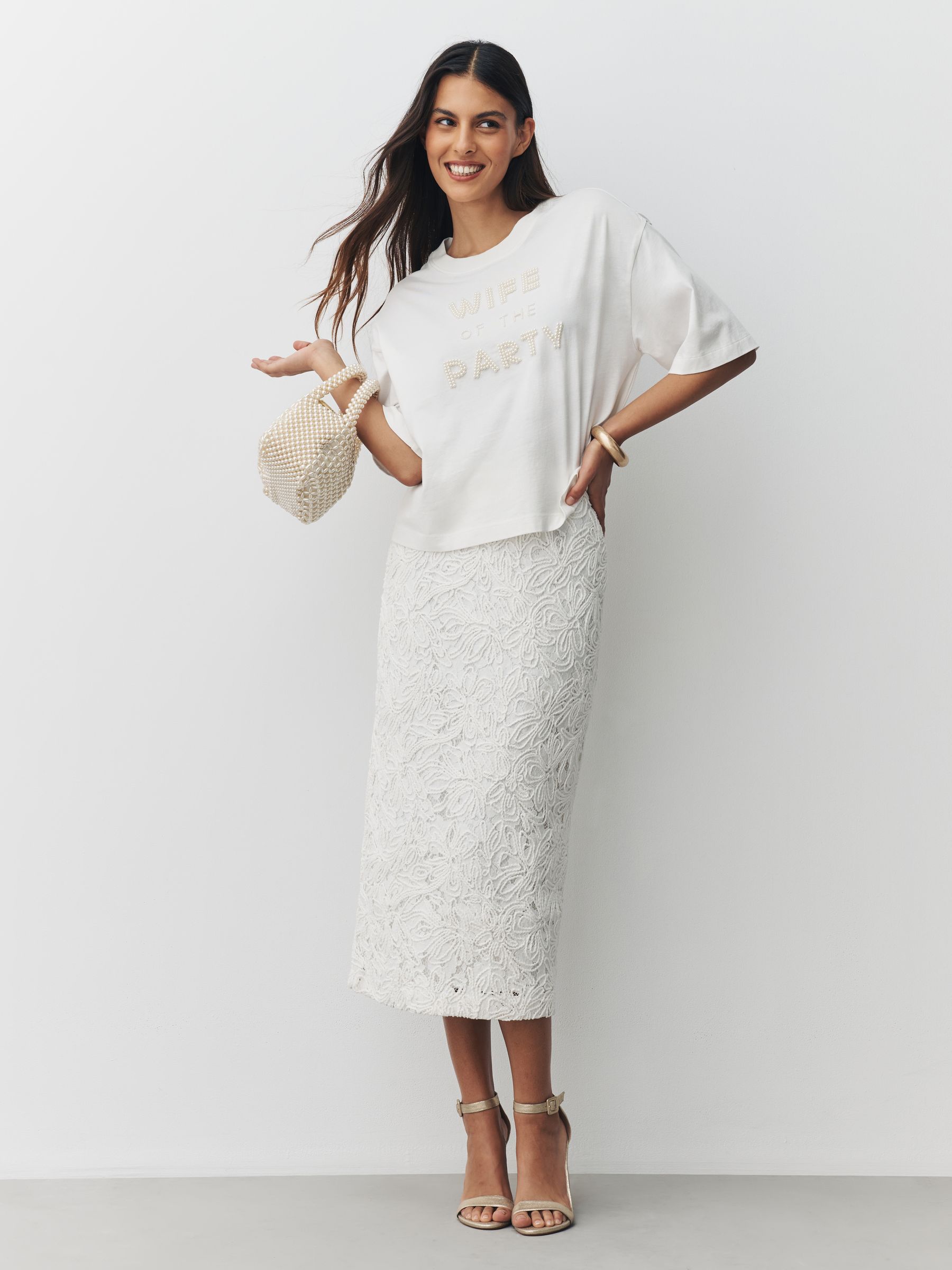 Buy White - Embellished Bridal Wife Of The Party Short Sleeve T-Shirt ...