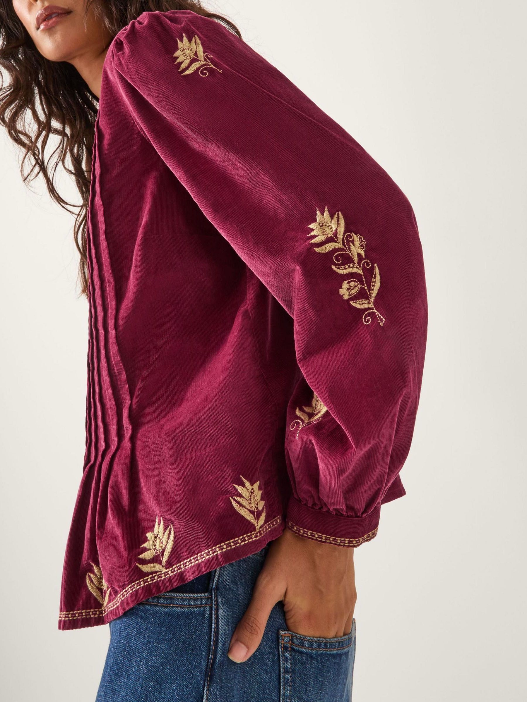 Buy Monsoon Red Mia Embroidered Corduroy Blouse from the Next UK online ...