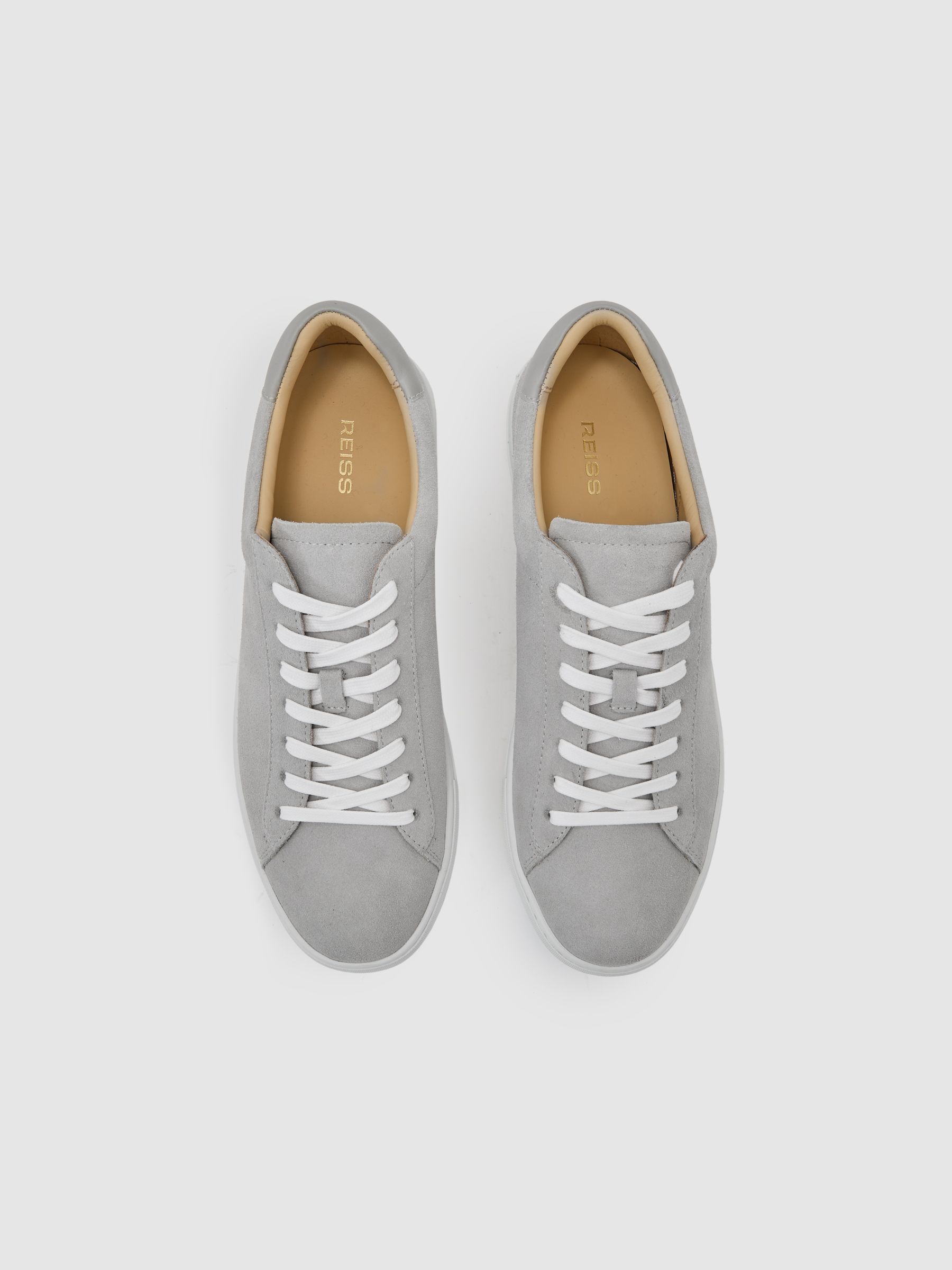 Buy Reiss Soft Grey Finley Low-Top Suede Trainers from the Next UK ...