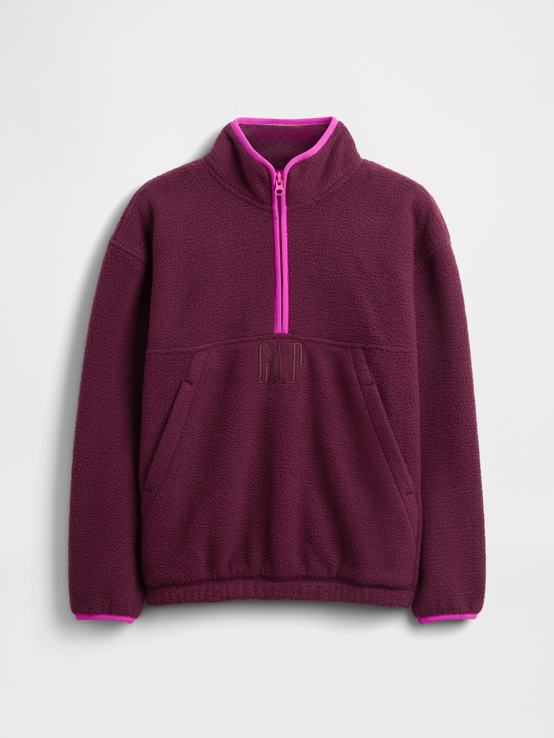 Buy Gap Burgundy Red Sherpa Logo Half-Zip Pullover Sweatshirt (4-13yrs ...