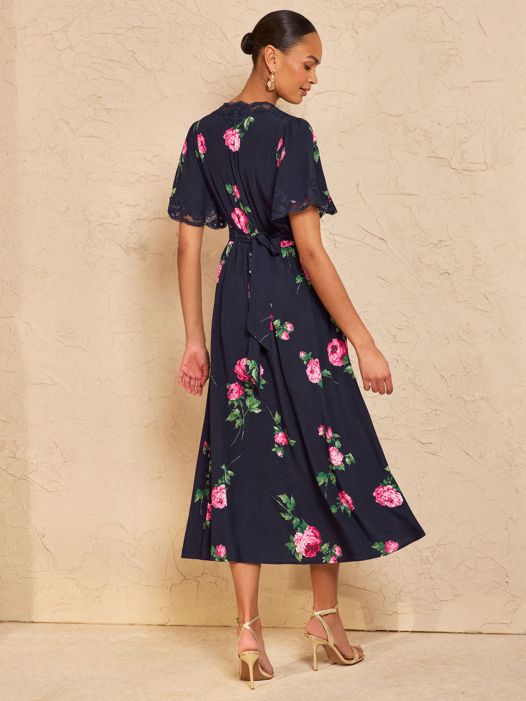 Buy Love & Roses Navy Floral Lace Midaxi Tea Dress from the Next UK ...