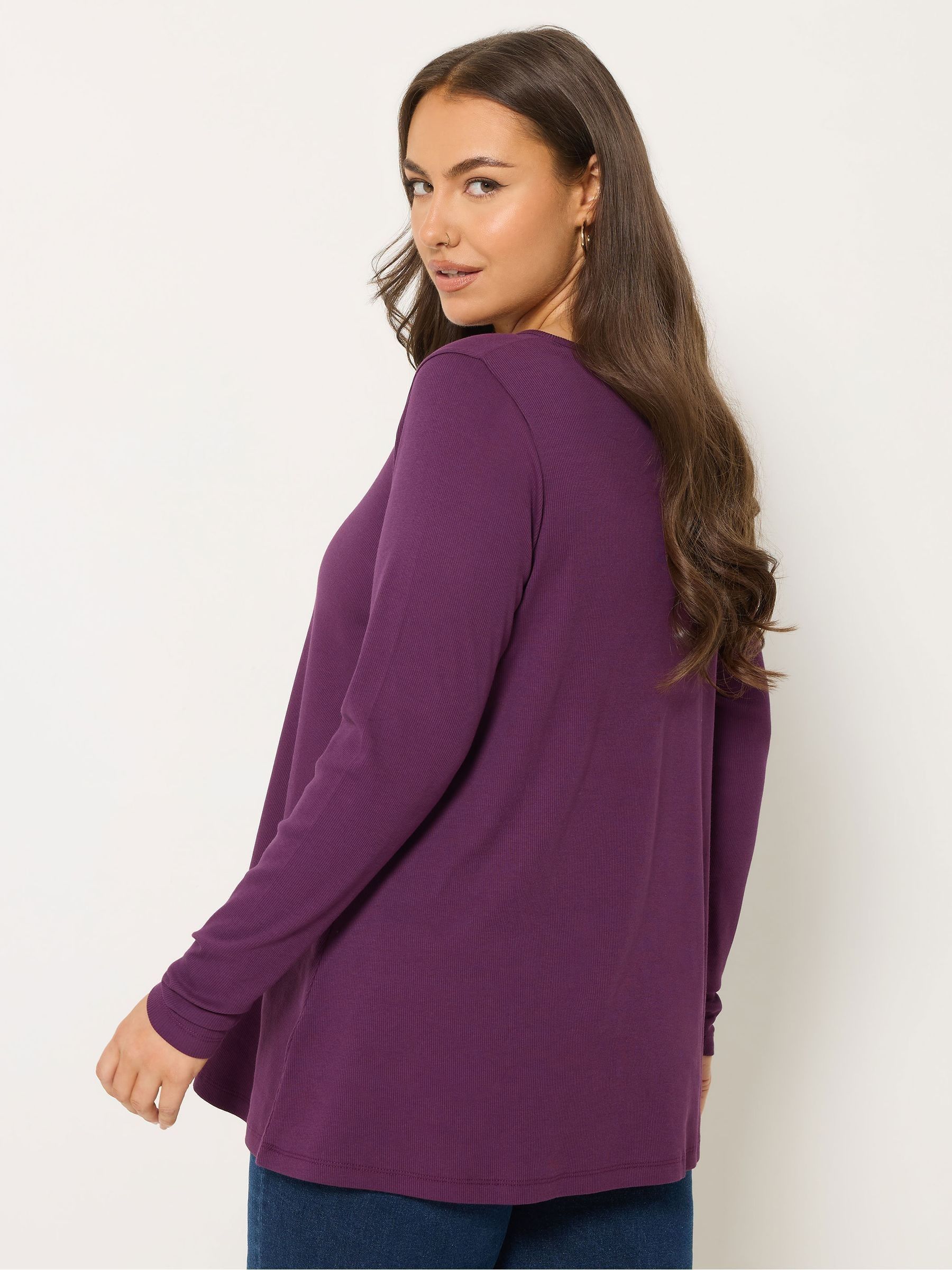 Buy Yours Curve Purple Button Front Henley A-Line Top from the Next UK online shop