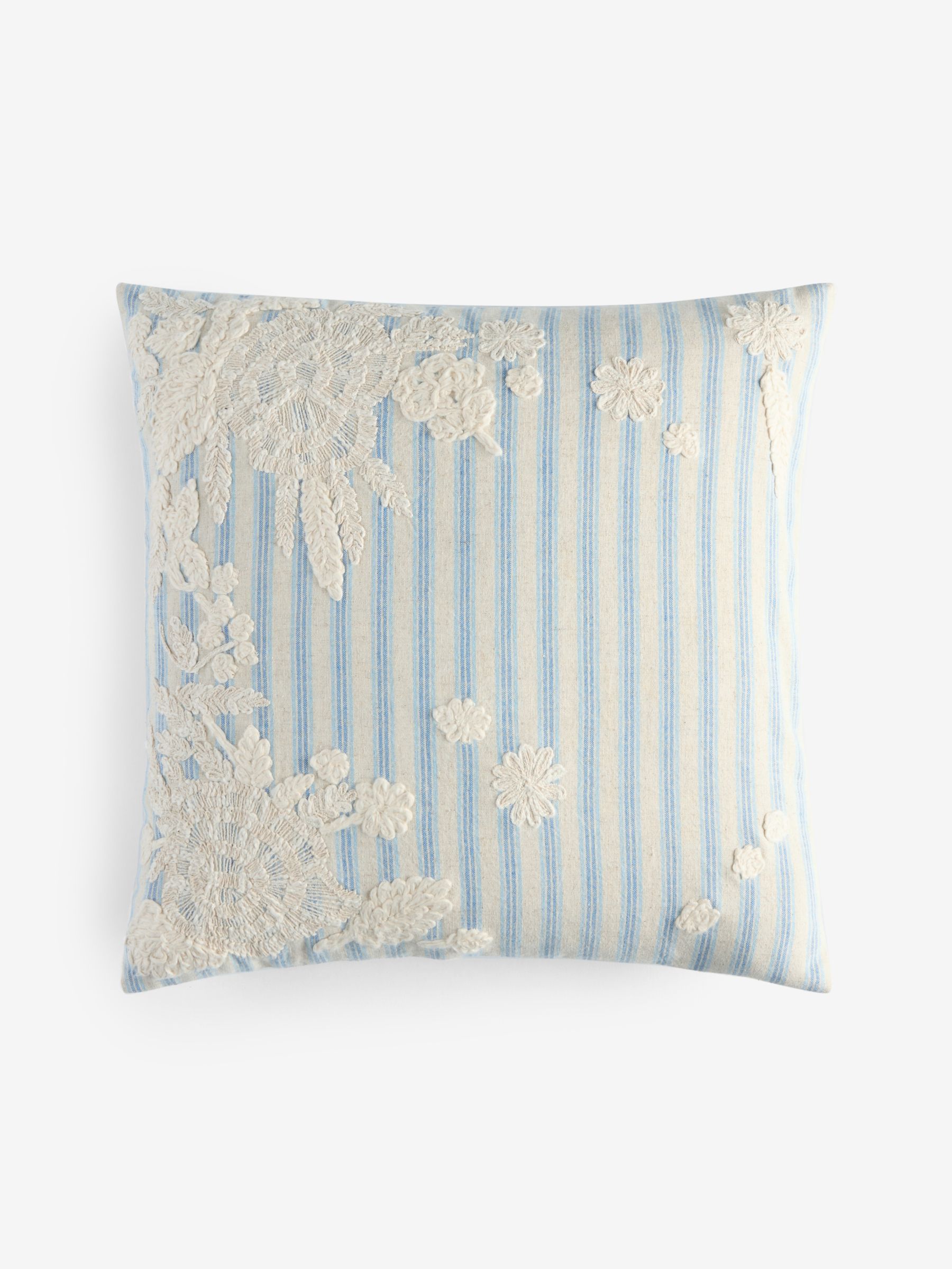 Buy Blue 50 x 50cm Embroidered Floral Stripe Cushion from the Next UK ...