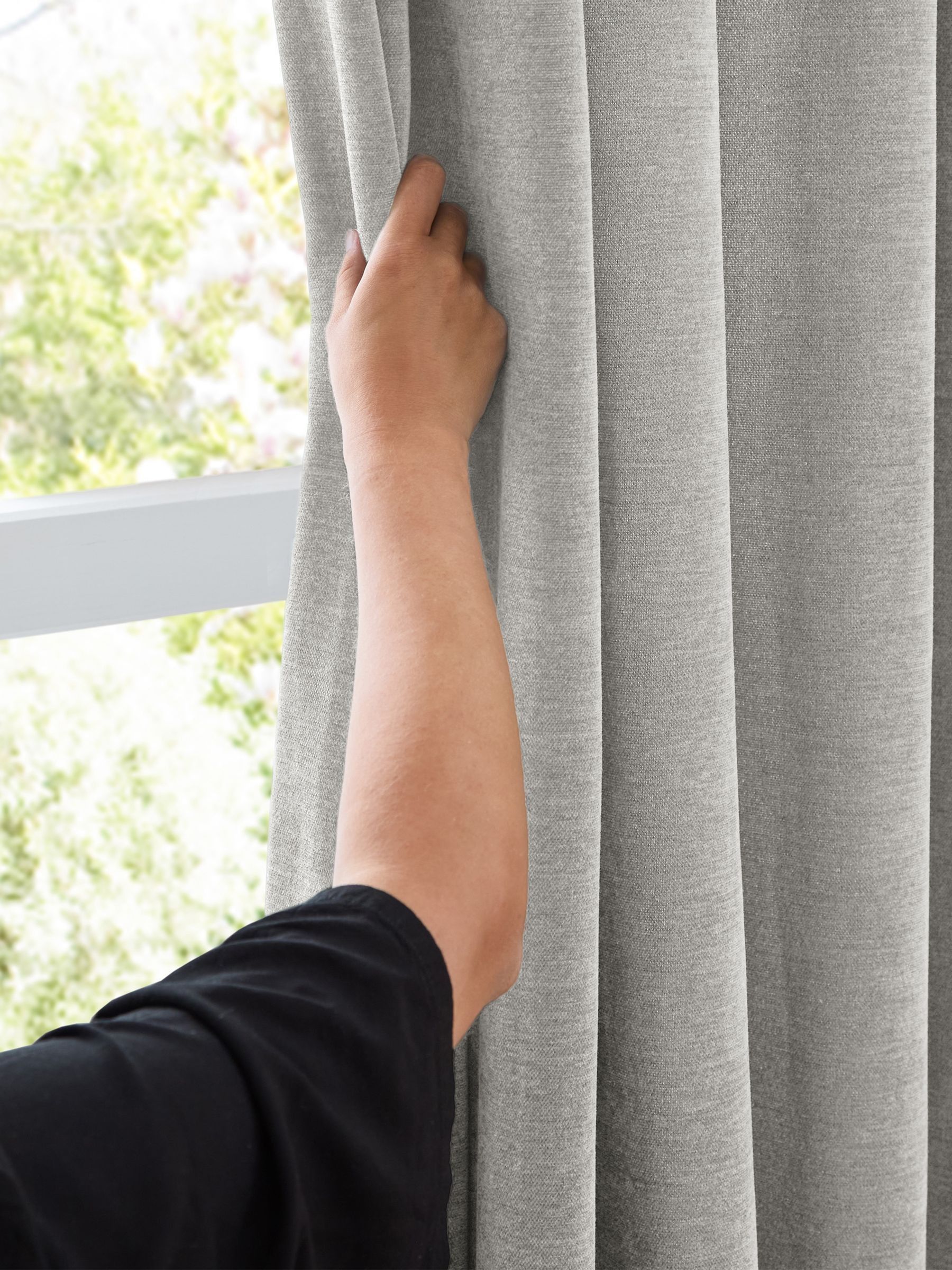 Buy Furn Silver Soft Chenille 100% Blackout & Thermal Eyelet Lined ...