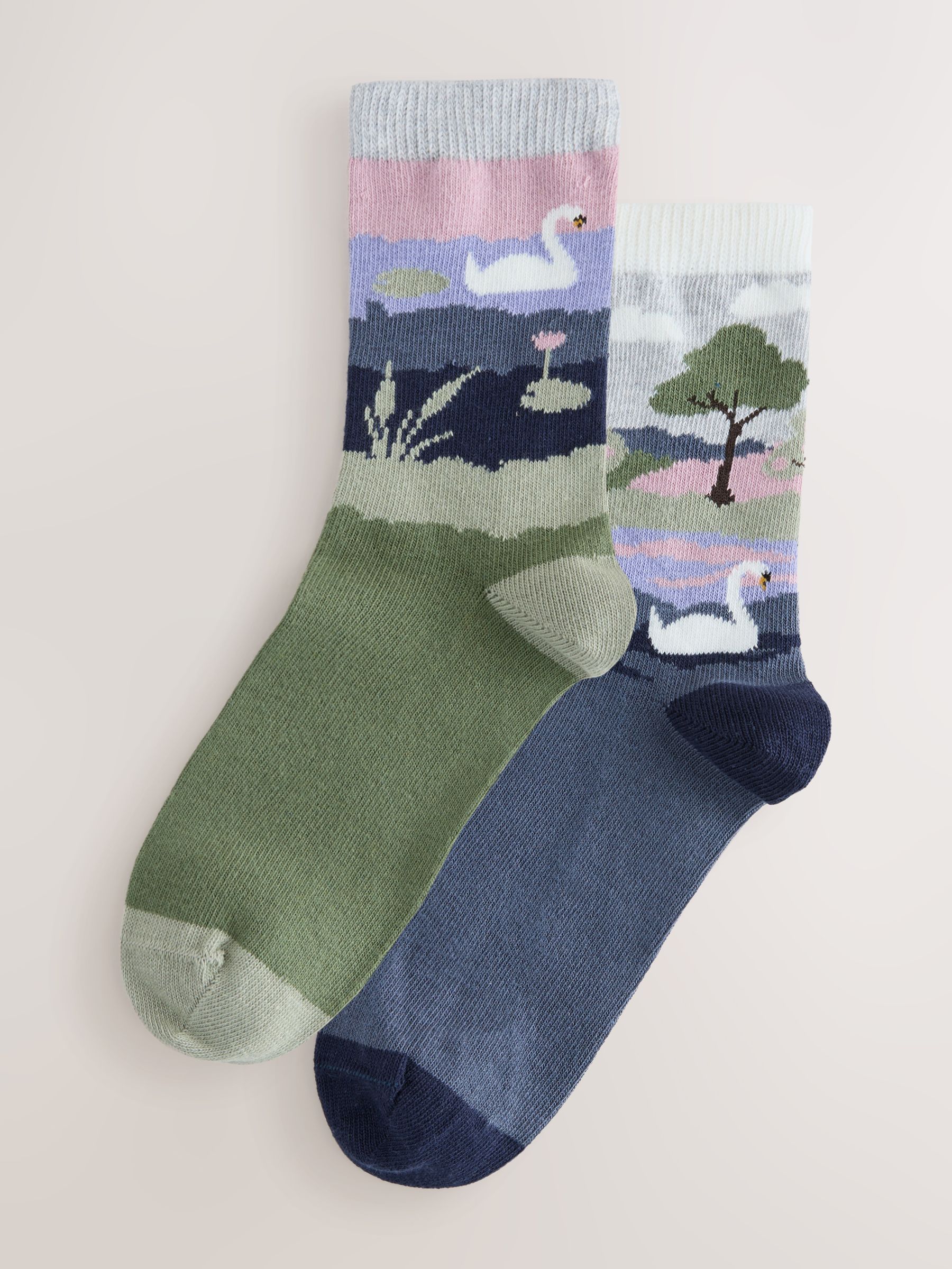 Buy Swan Scene Warm Handle Cotton Ankle Socks 2 Pack from the Next UK ...