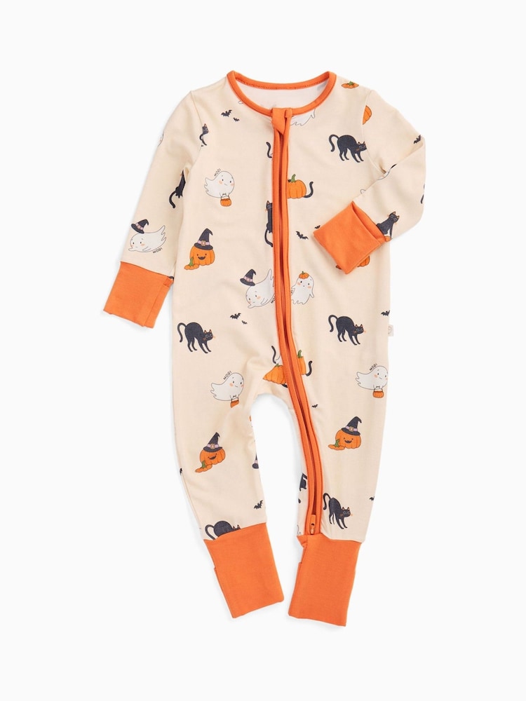 Buy MORI Cream Supersoft Halloween Two Way Zip-Up Sleepsuit from Next ...