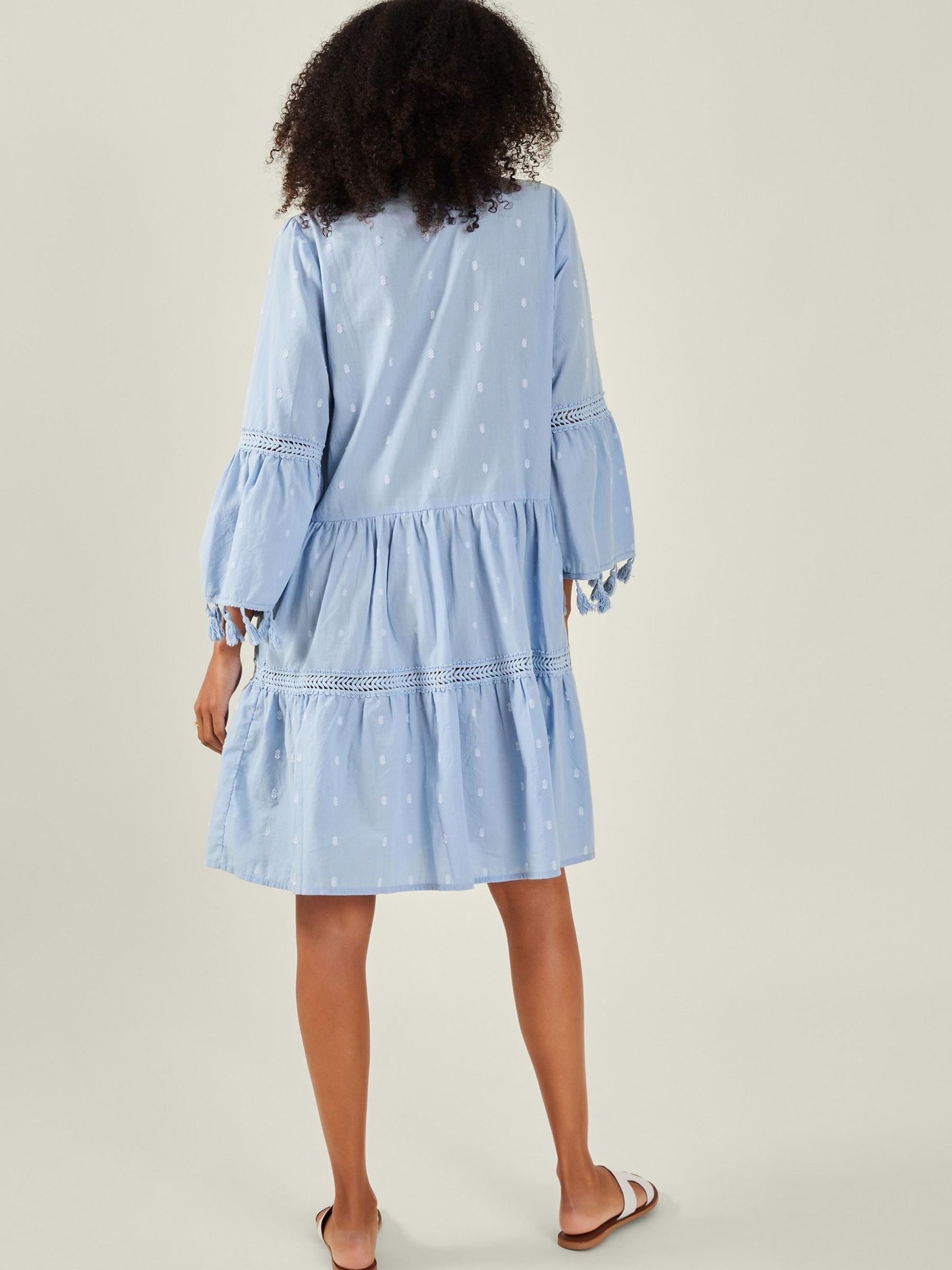 Buy Accessorize Blue Flute Sleeve Tassel Tiered Mini Dress from Next ...