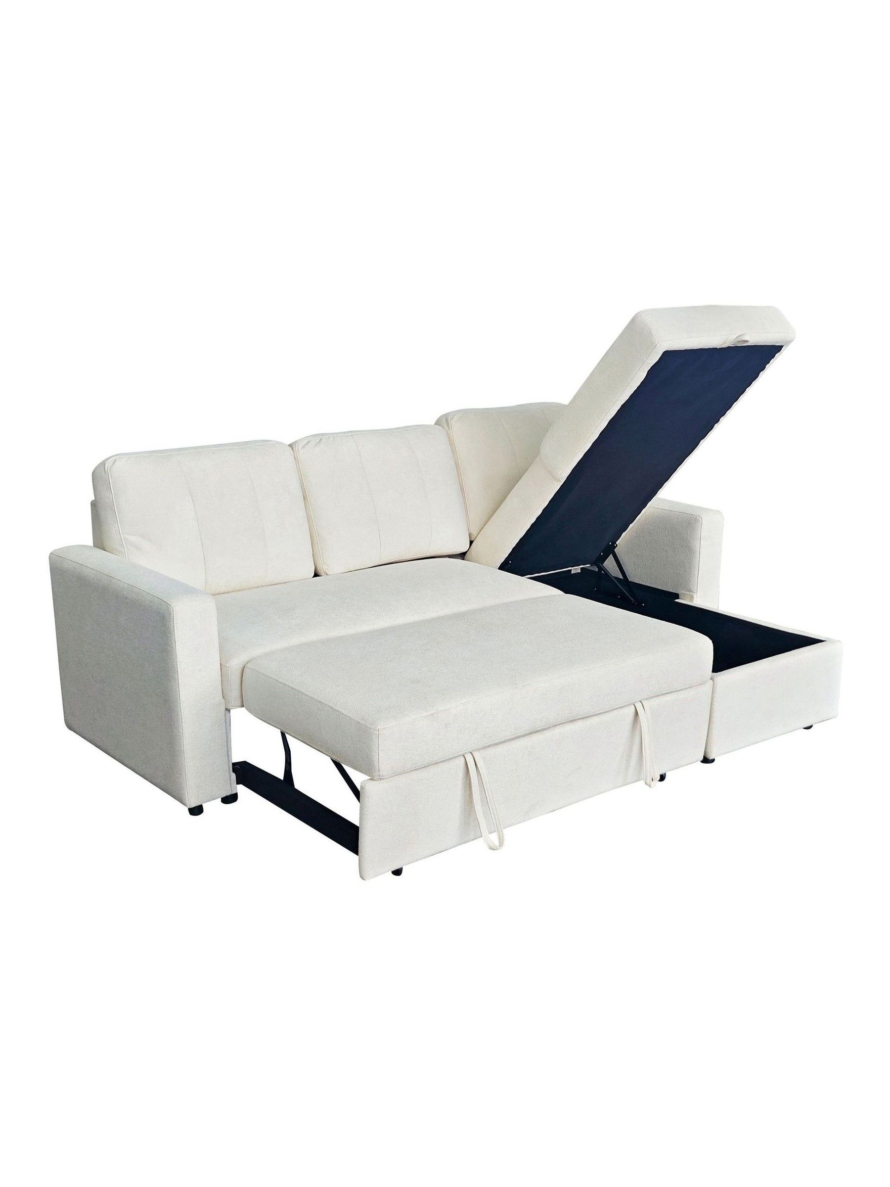 Buy Aspire Furniture Natural Nexis Corner Storage Sofa Bed with Right Hand Chaise from the Next ...