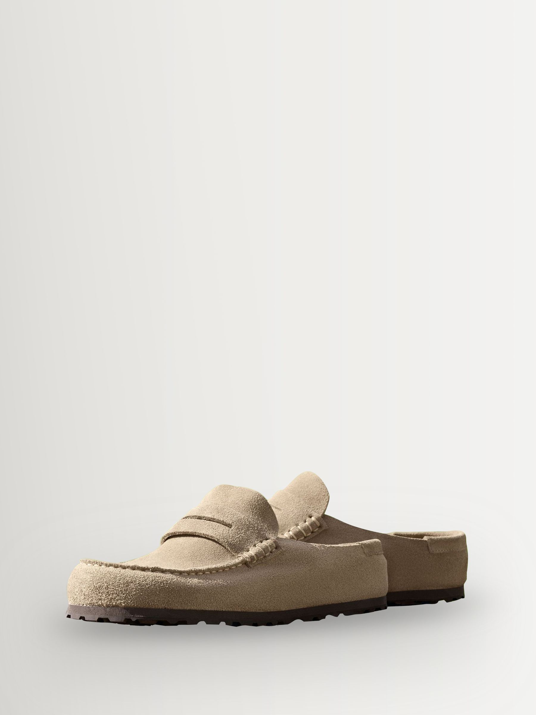 Buy Birkenstock Taupe Brown Naples Suede Backless Loafers from the Next ...