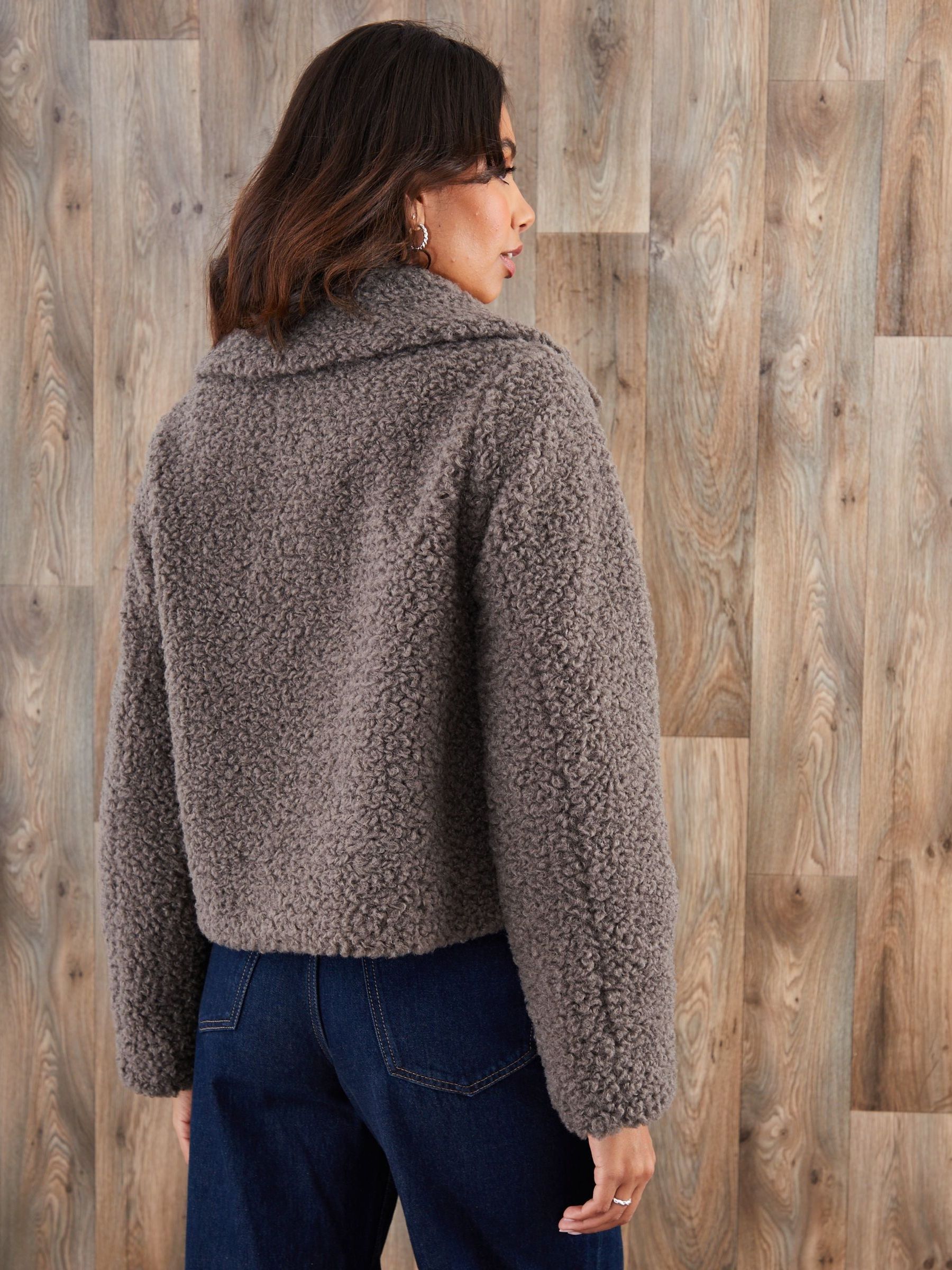 Buy Threadbare Grey Collared Zip-Up Borg Bomber Jacket from the Next UK ...