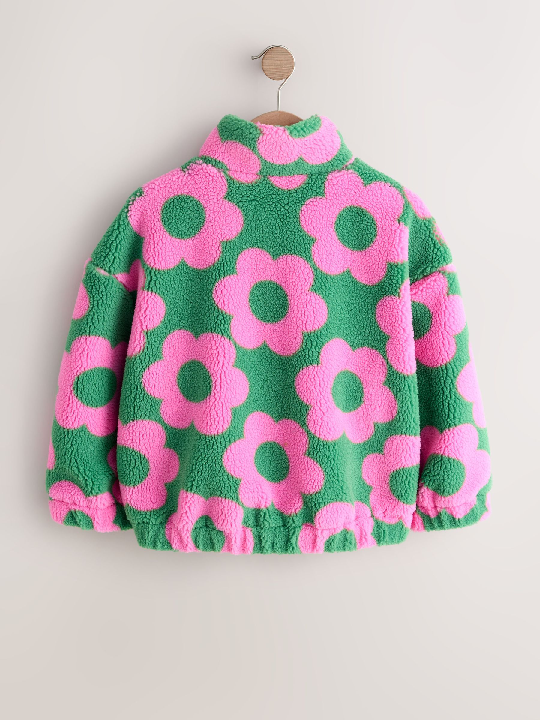 Buy Pink/Green Flower Zip Up Borg Jacket (3-16yrs) from Next USA